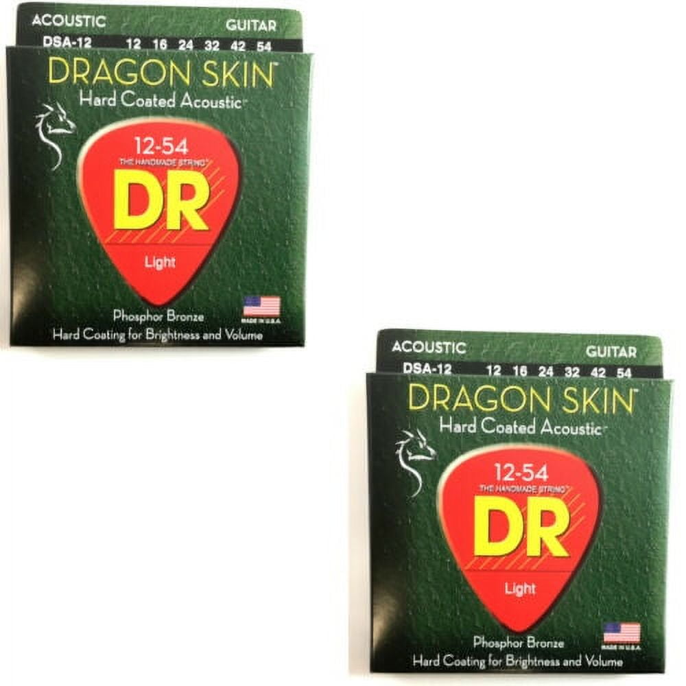 DR Guitar Strings 2-Pack Acoustic Dragon Skins 12-54 Light - Walmart.com