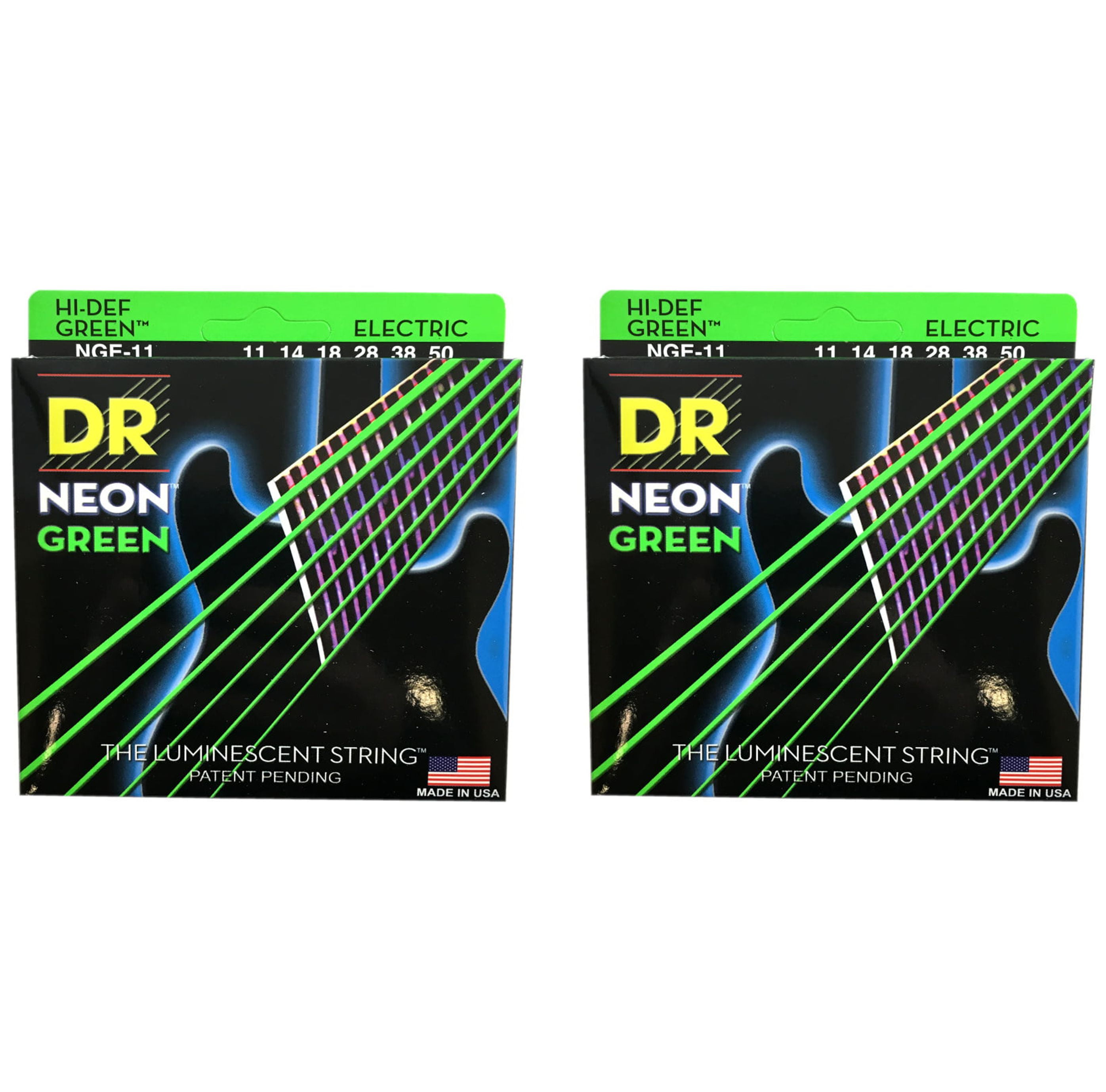 DR Guitar Strings 2 Pack Electric Neon Green 11-50 Heavy - Walmart.com