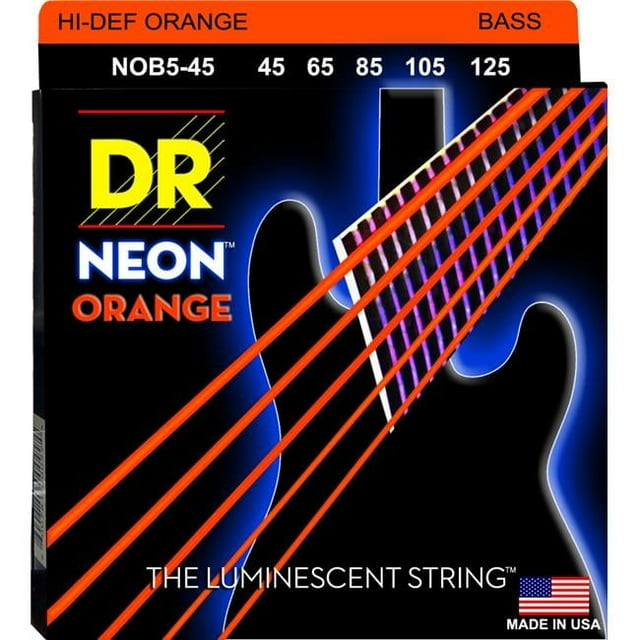 DR Handmade Strings 45-125 DR Hi-Def Neon Bass 5 String, Orange ...