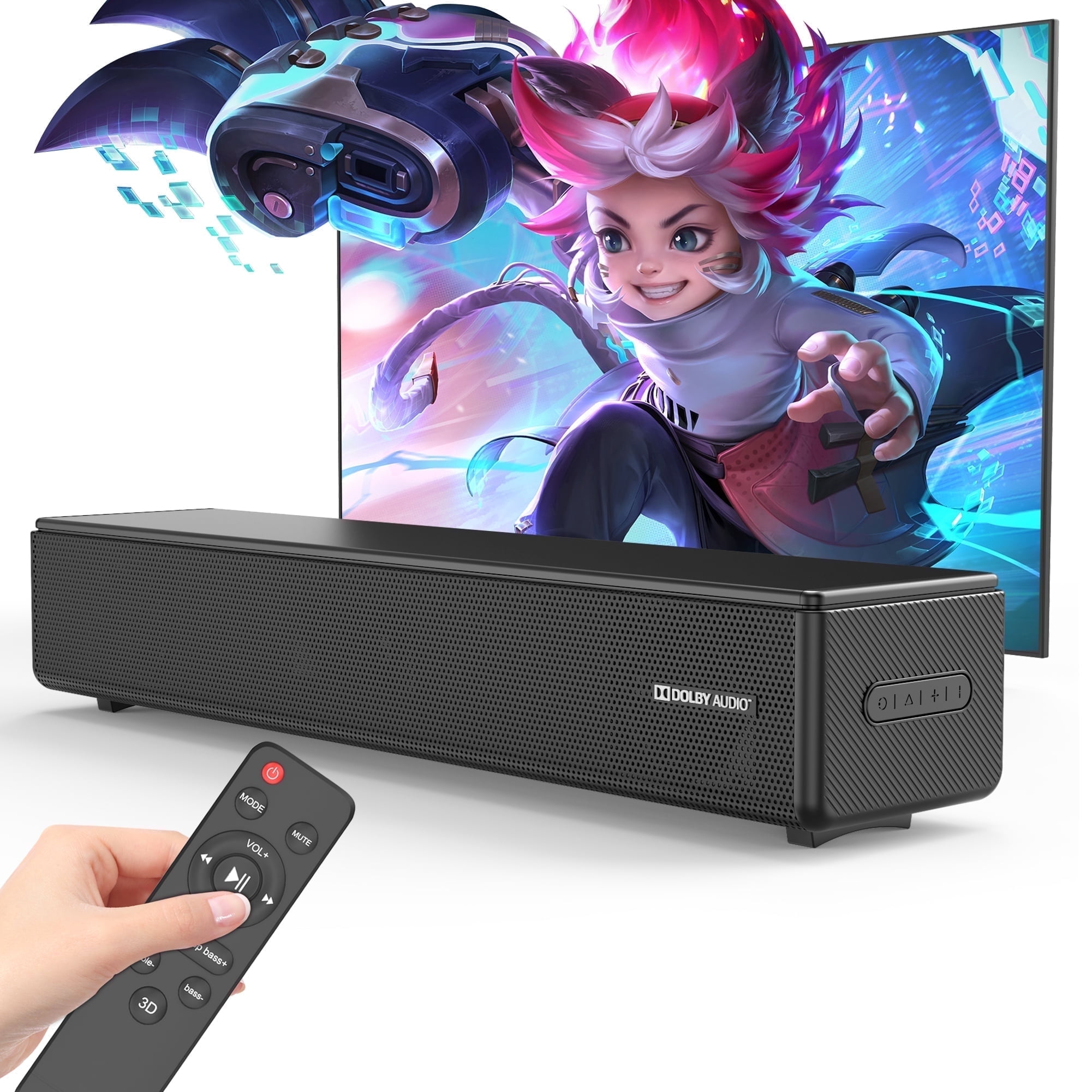DR.J Professional Sound Bar for TV, 100W Soundbar with Dolby Digital ...