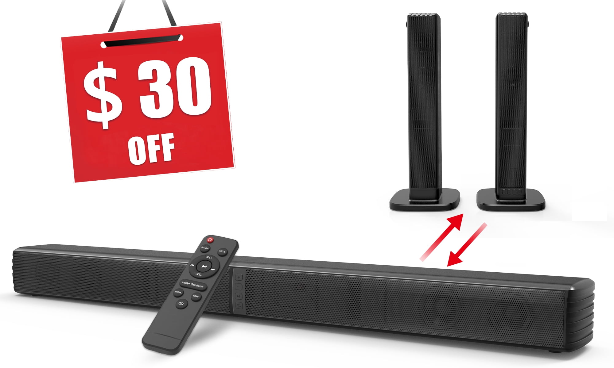 DR.J 2.2 CH Soundbar, Bluetooth 5.0, TV Speakers with Subwoofer, HDMI ...