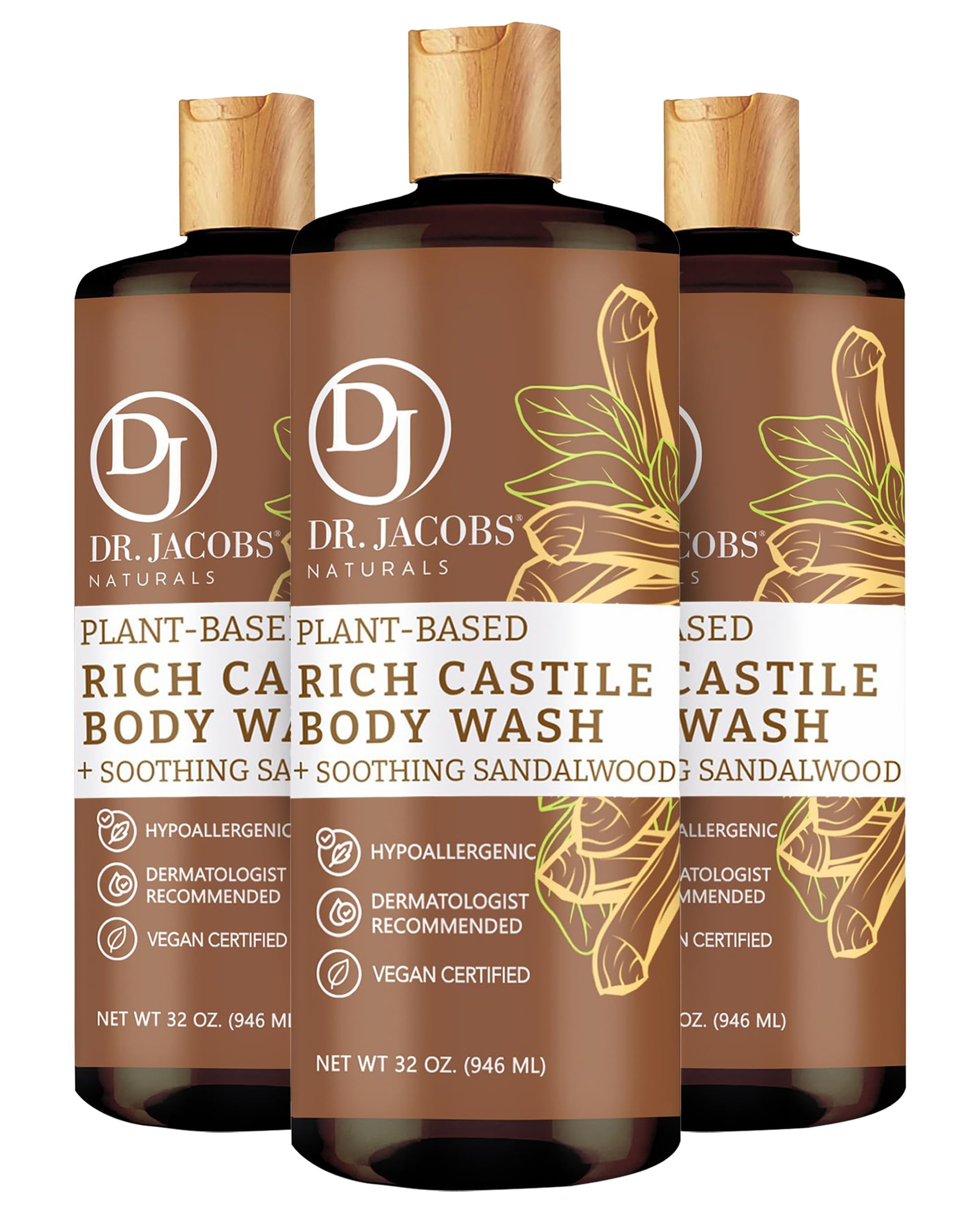 DR. JACOBS NATURALS Castile CCF19 Sandalwood All-Natural Body for Moisturizing Dry and Sensitive ...