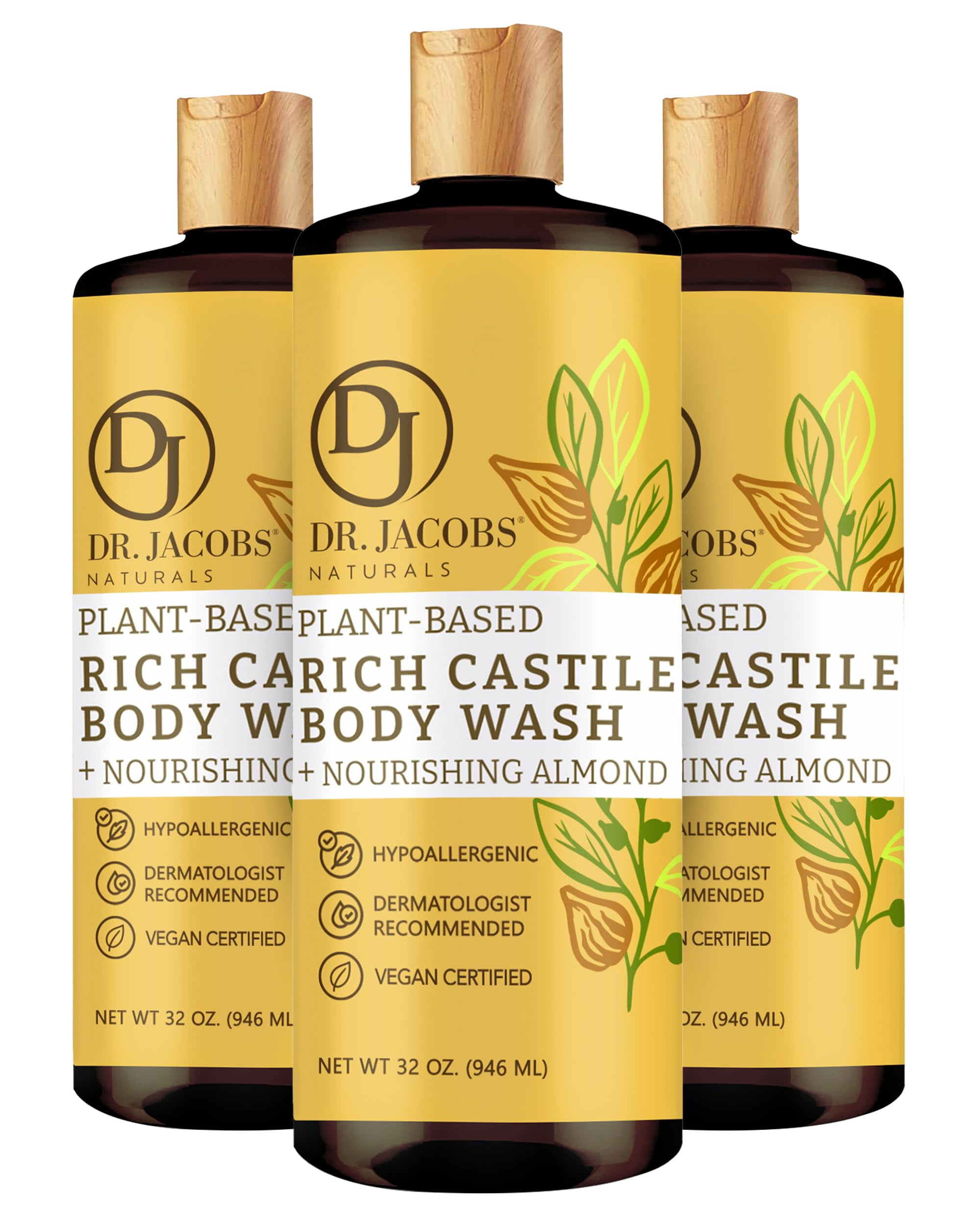 DR. JACOBS NATURALS Castile MZF22 Almond All-Natural Body Wash for Moisturizing Dry and ...