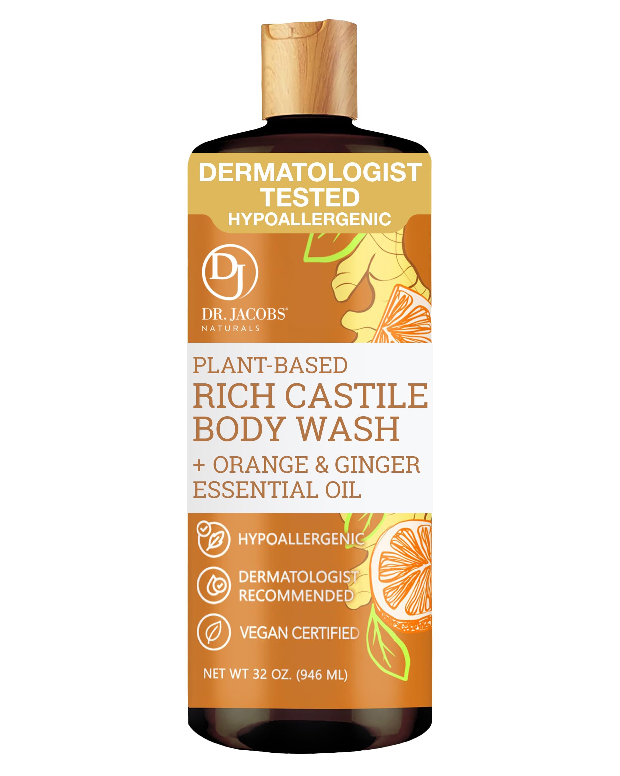 DR. JACOBS NATURALS Castile Orange & Ginger All-Natural Body Wash for ...