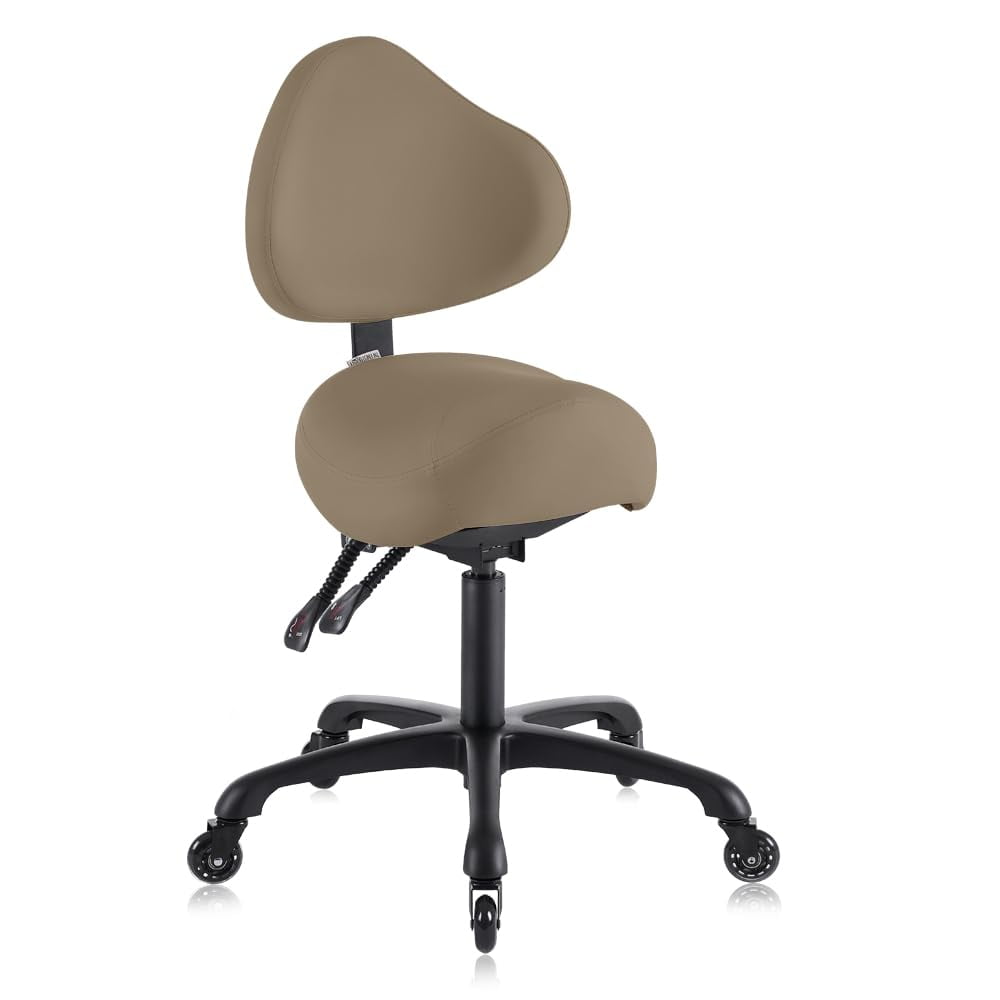 DR.LOMILOMI Pneumatic Swivel Rolling Saddle Chair with Wheels and ...