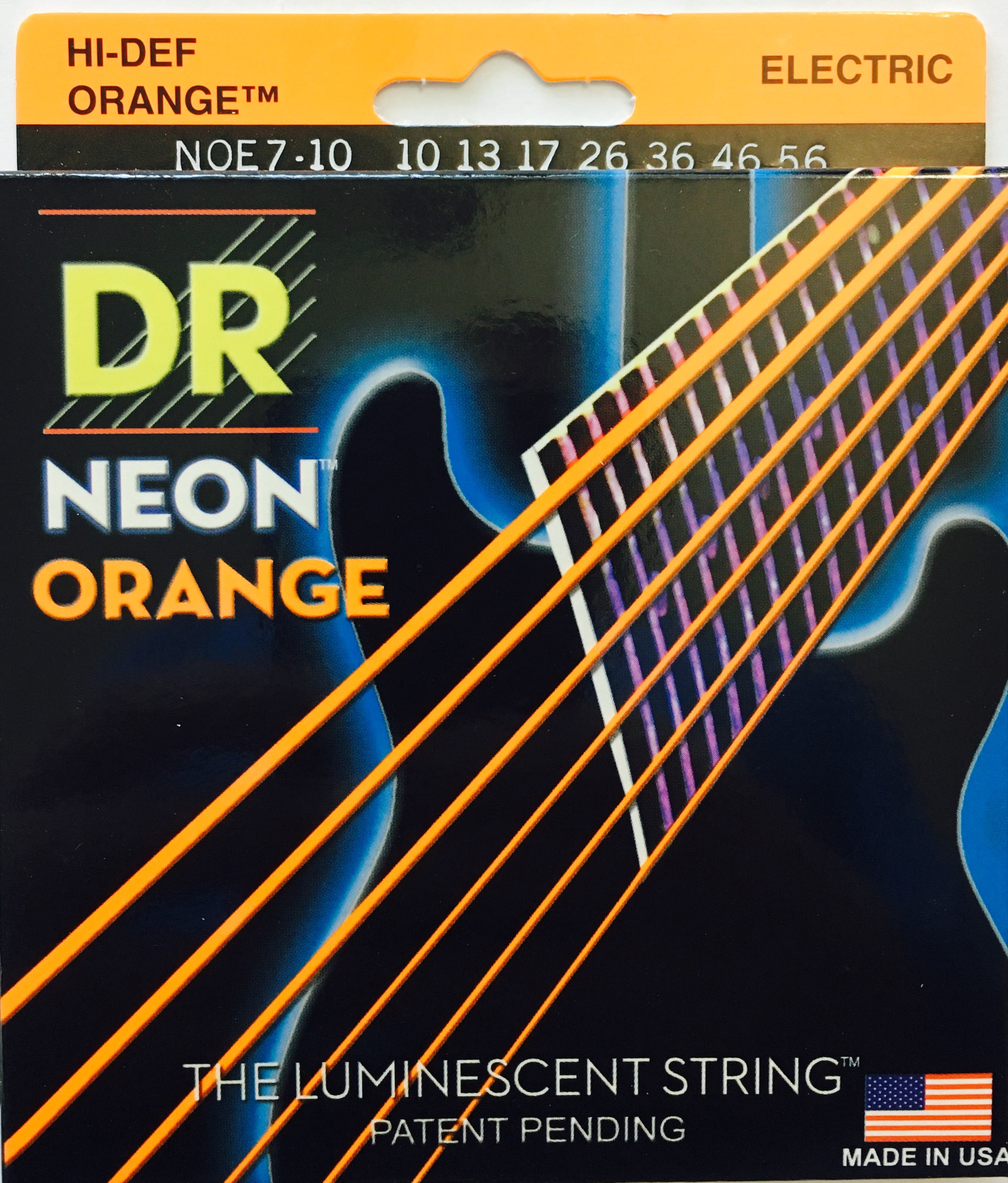 DR Neon Orange Electric Guitar Strings 7-string set gauges 10-56 ...