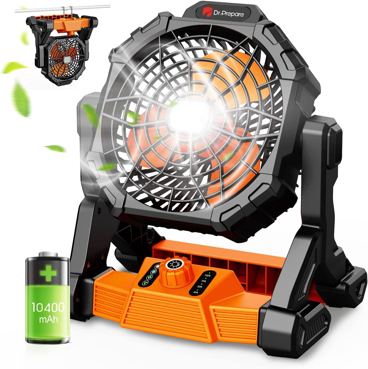 DR.PREPARE Portable Camping Fan, Rechargeable Battery Operated Personal ...