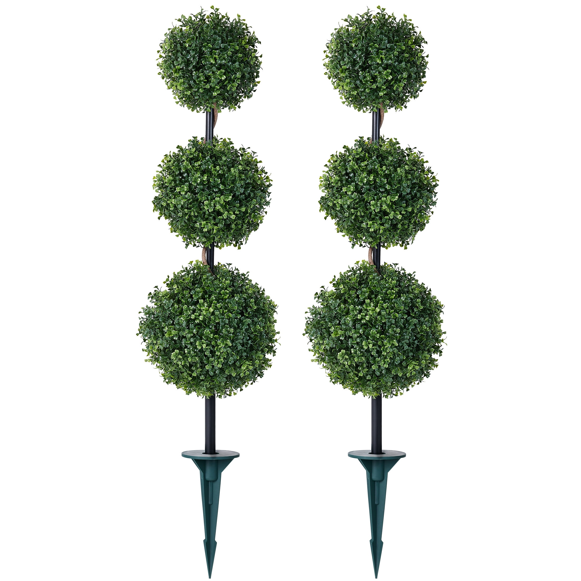 DR.Planzen 2 Pack 3 ft Artificial Boxwood Triple Ball Tree, Faux ...