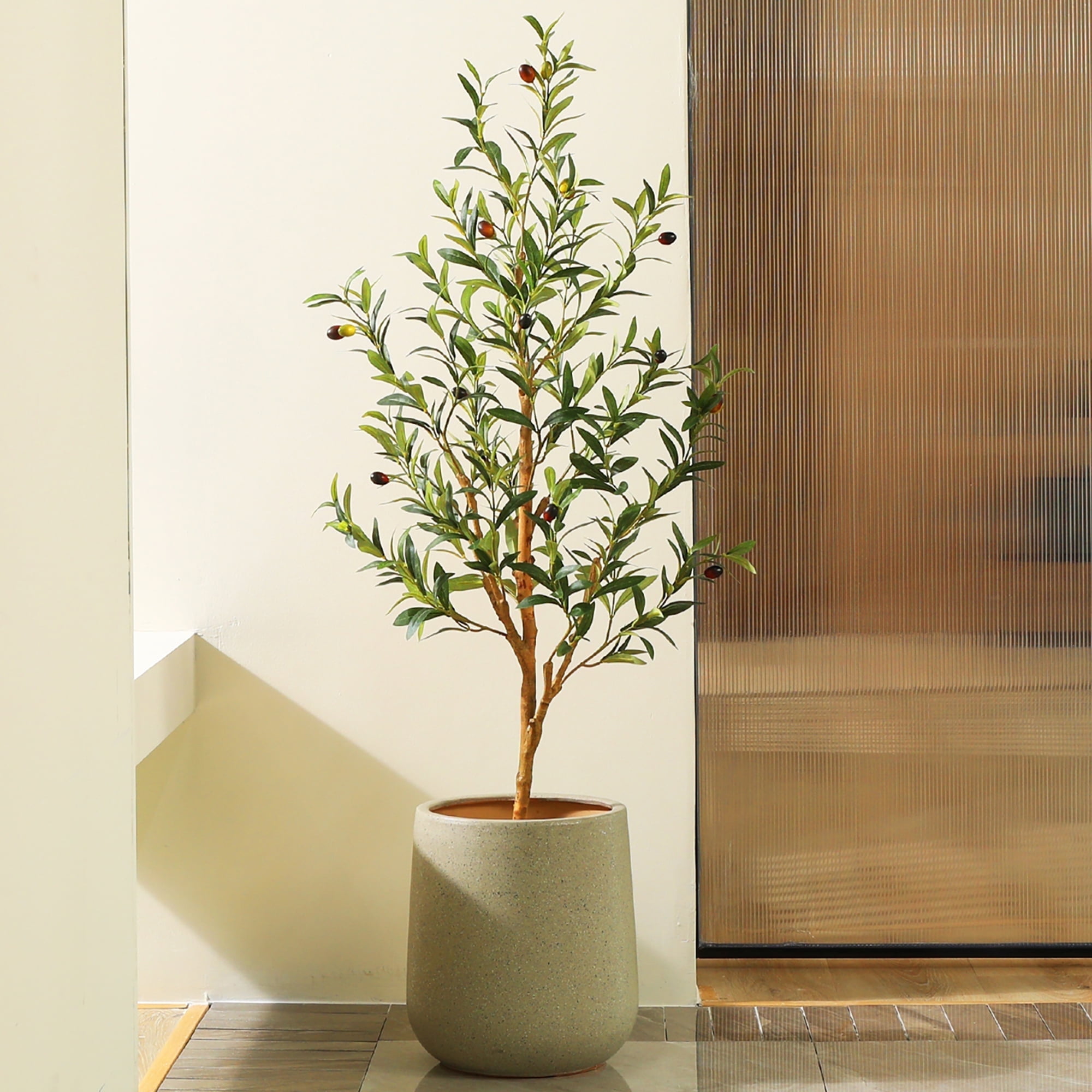 DR.Planzen 4 feet Artificial Olive Tree Indoor, Tall Faux Olive Tree in ...