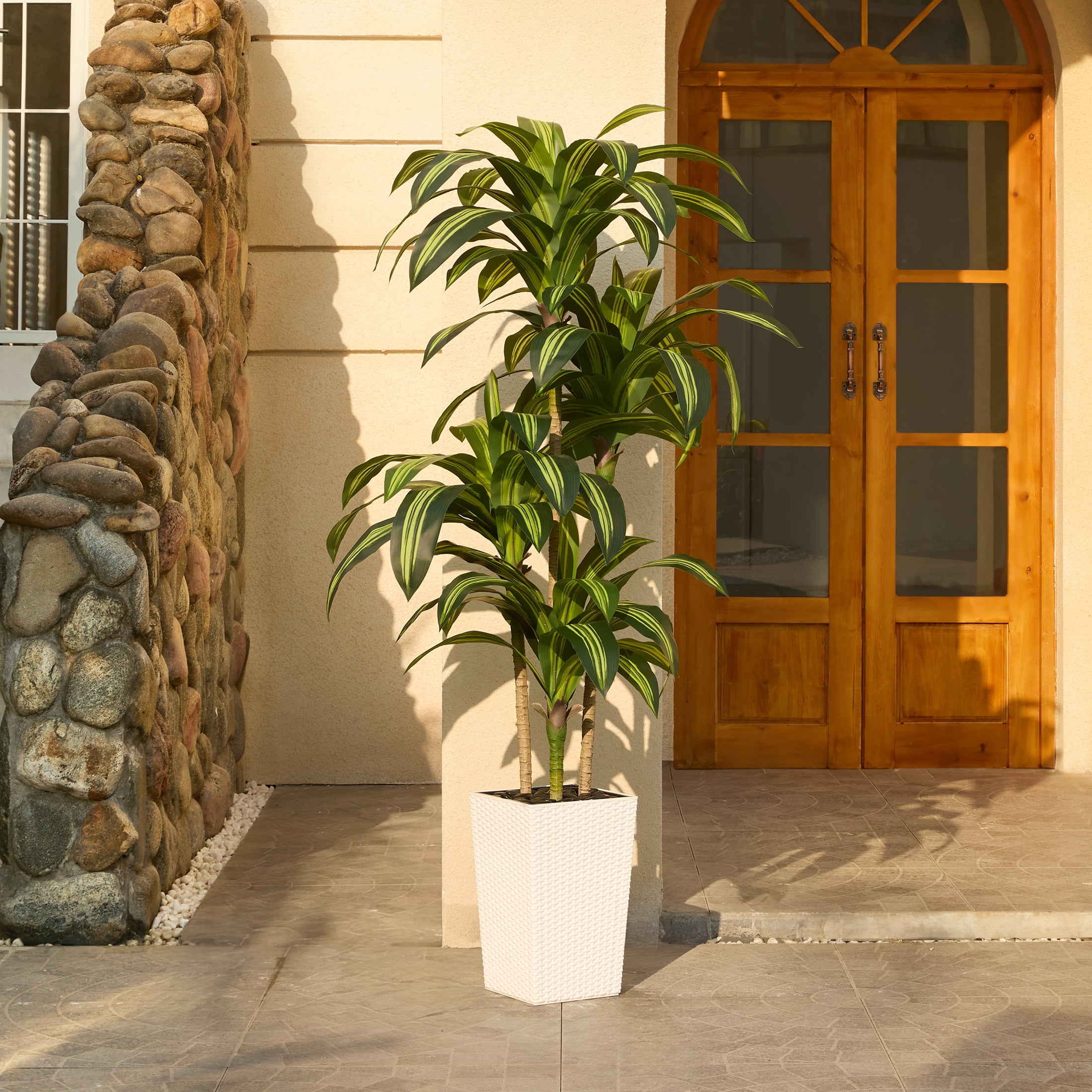 DR.Planzen 6FT Artificial Dracaena Tree with Decorative Pebbles in ...