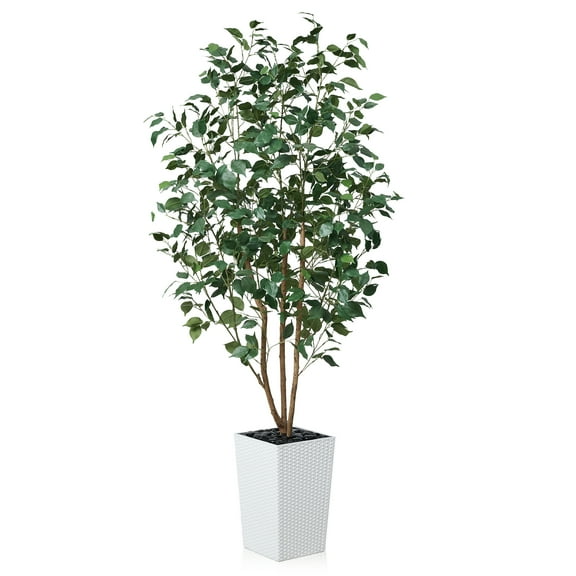 6 ft Tall Artificial Dracaena Tree - Realistic Faux Silk Plant with ...