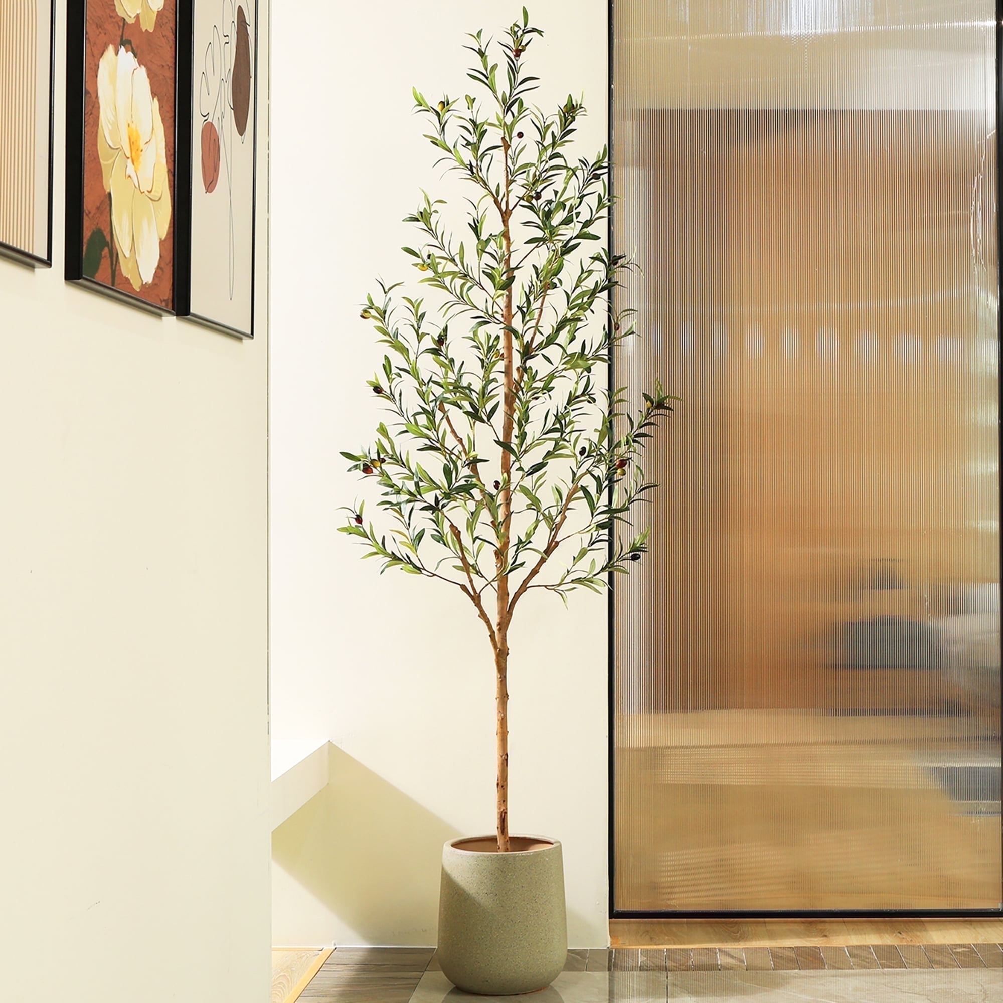 DR.Planzen 7 ft Artificial Olive Tree Indoor, Tall Faux Olive Tree in ...