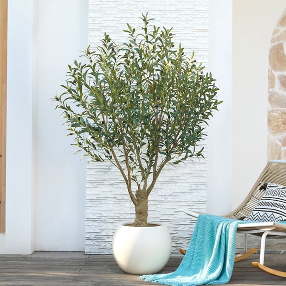 DR.Planzen 6FT Artificial Olive Tree, Faux Plant with Silk Leaves ...