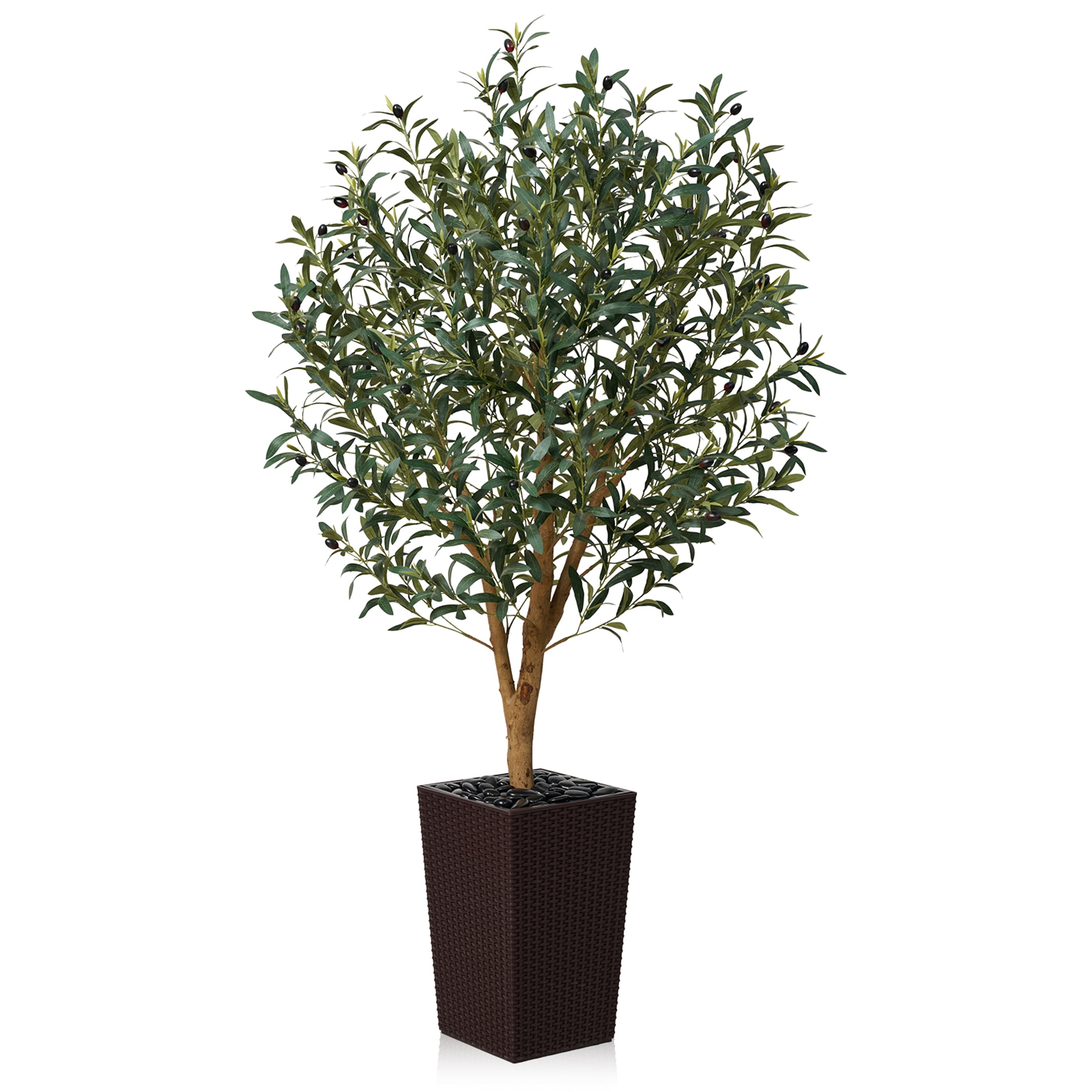 DR.Planzen UV Resistant 5ft Artificial Olive Tree with Natural Wood ...