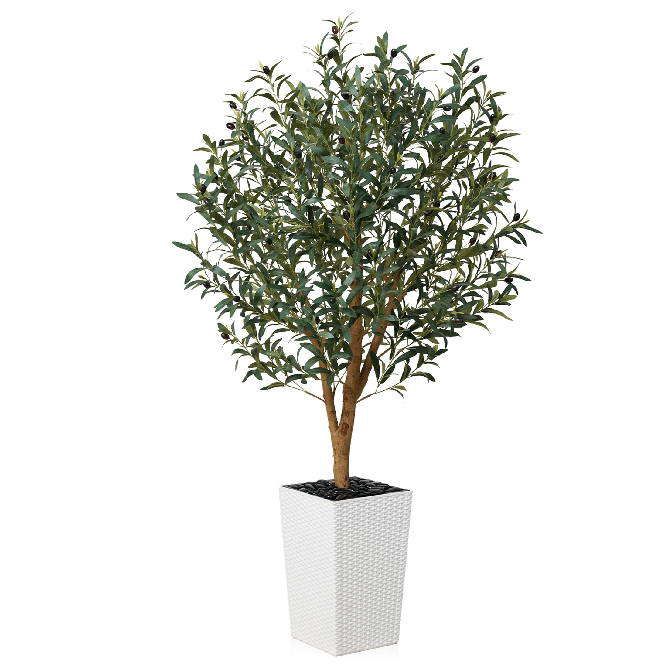 DR.Planzen UV Resistant 5ft Artificial Olive Tree with Natural Wood ...