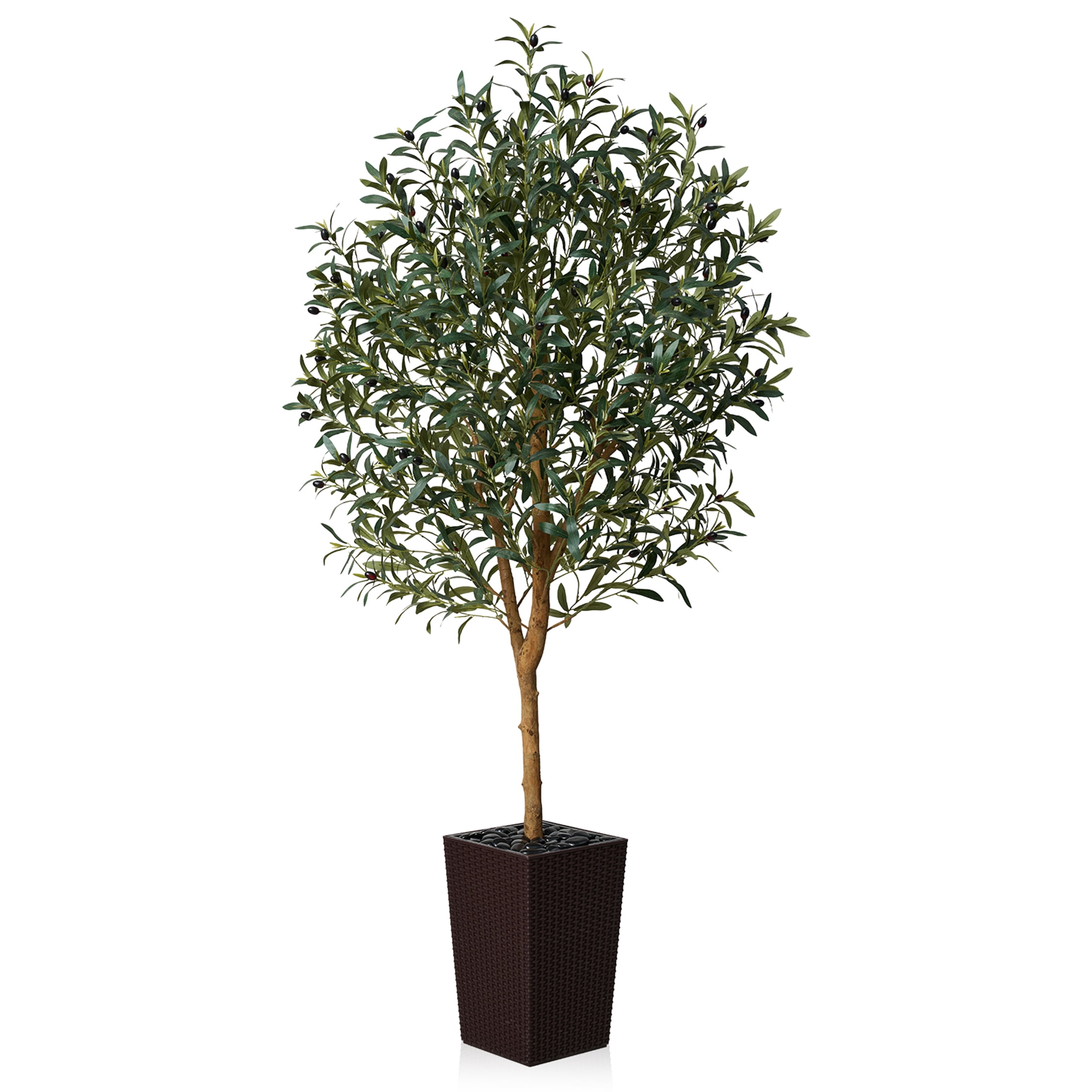 DR.Planzen UV Resistant 6ft Artificial Olive Tree with Natural Wood ...