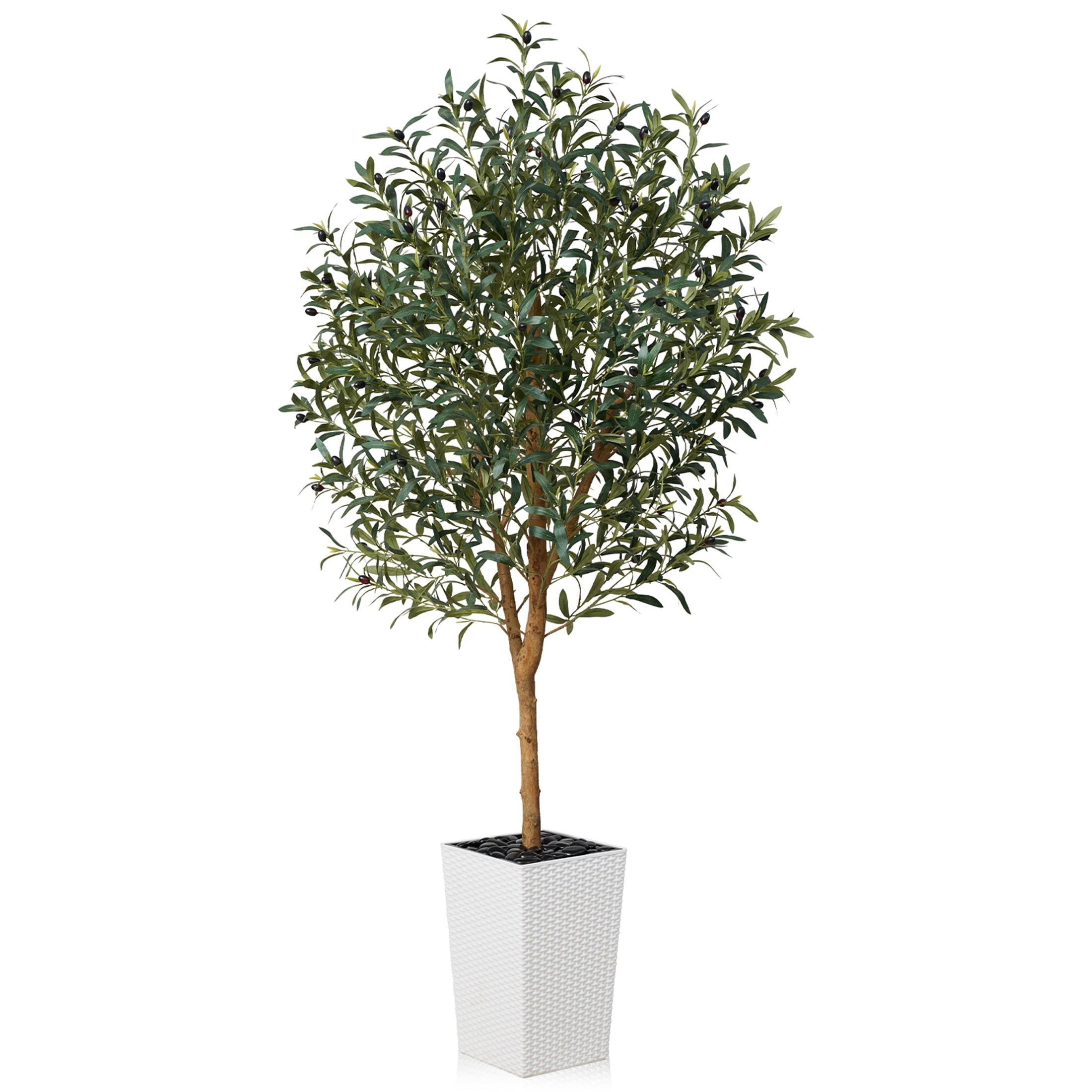 DR.Planzen UV Resistant 6ft Artificial Olive Tree with Natural Wood ...