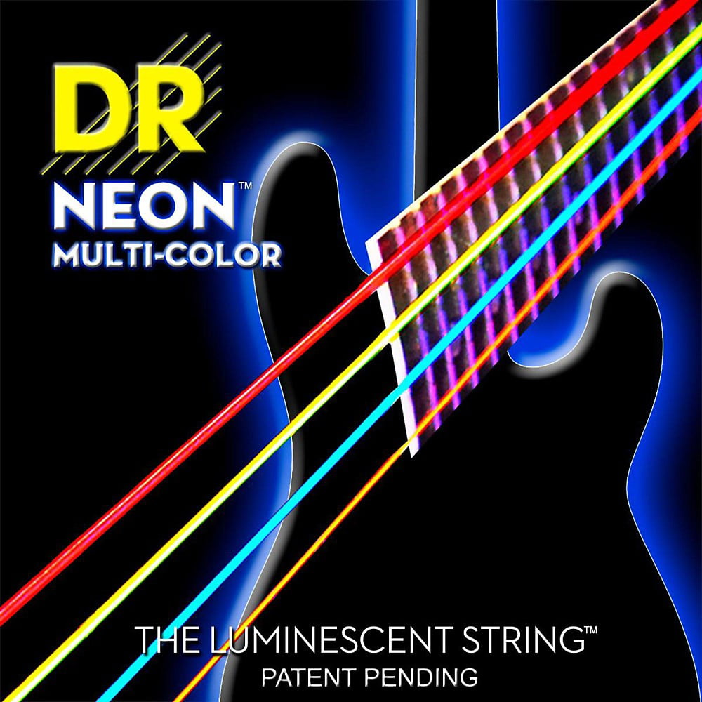 DR Strings Hi-Def NEON Multi-Color Coated Medium 6-String Bass Strings ...