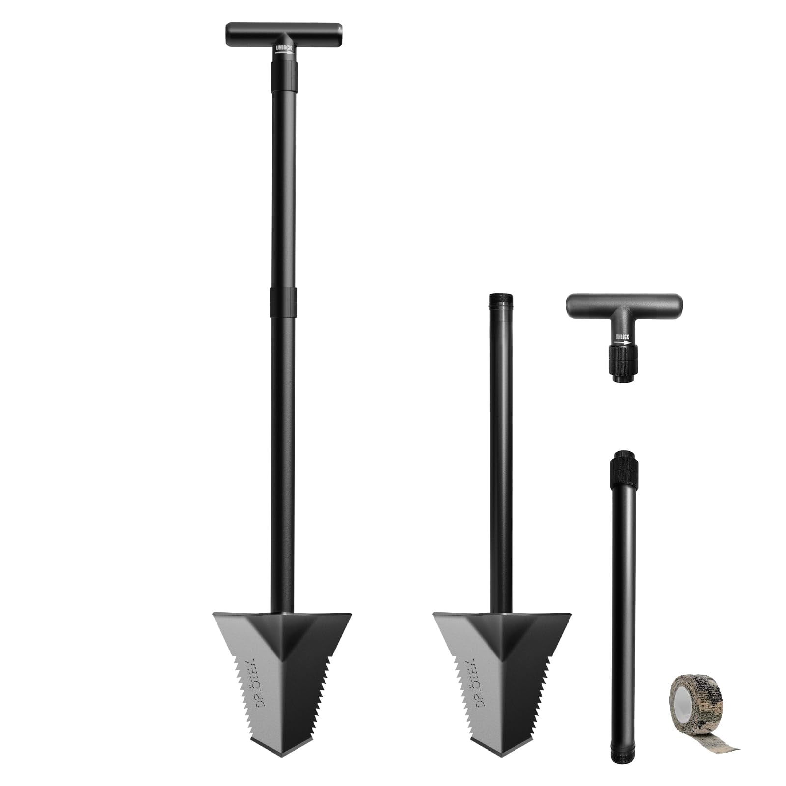 DR.ÖTEK Spade Shovel, Heavy Duty Digging Tool T Handle, Serrated Blade ...
