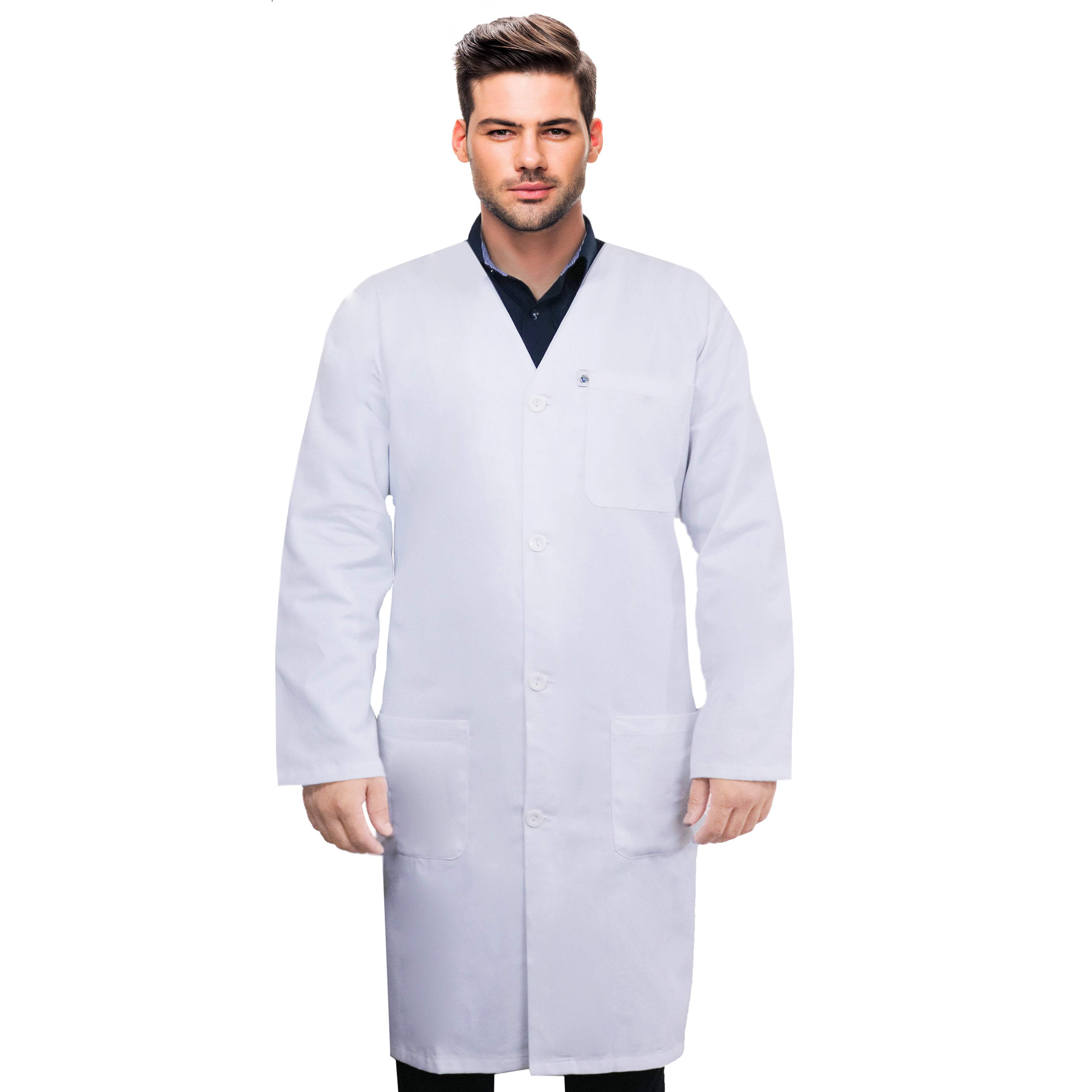 DR Uniforms™ Collarless Higher Cotton Unisex Lab Coat (60% Cotton / 40% ...
