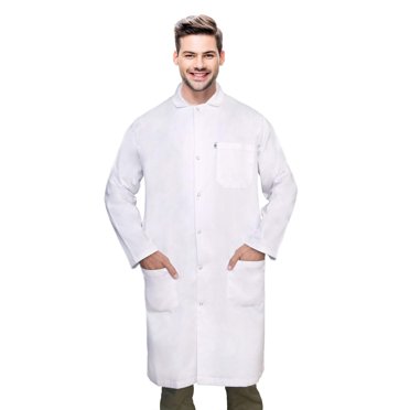 Unisex Knit Cuff Knee Length Lab Coat with Snaps - Walmart.com