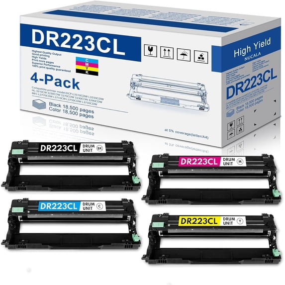 Brother DR-223CL Drum Unit 4-Pack for Various Printers (1 Black, 1 Cyan ...