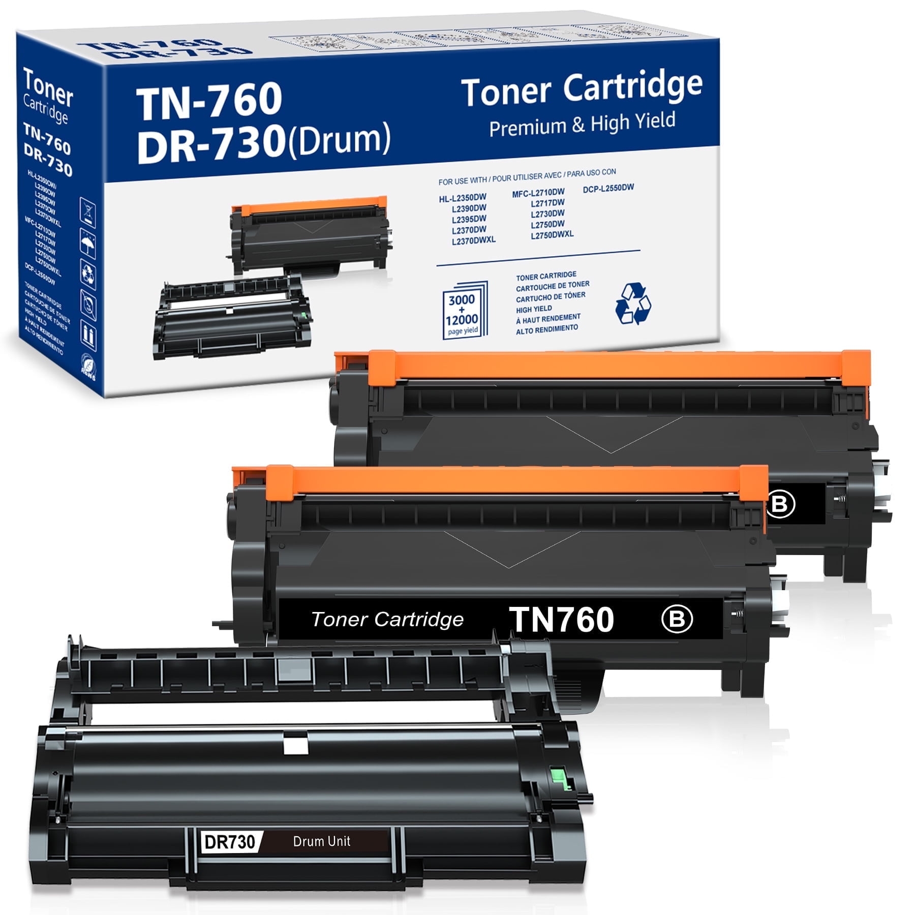 Brother TN760 Toner & DR730 Drum Replacement for HL-l2395dw, HL-L2350DW ...