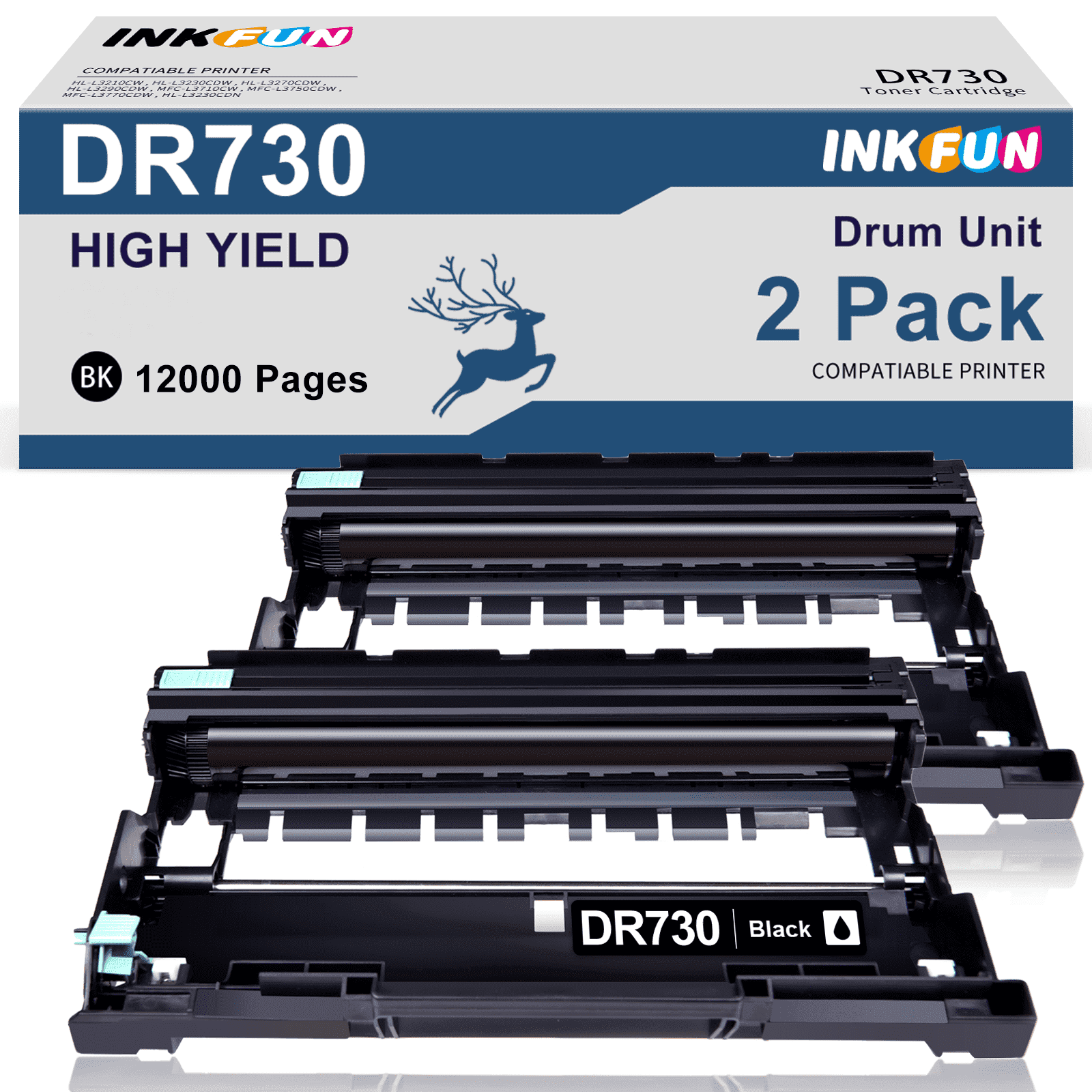 INKFUN DR730 Drum Unit, Compatible with Brother HL-L2350DW HL-L2370DW ...