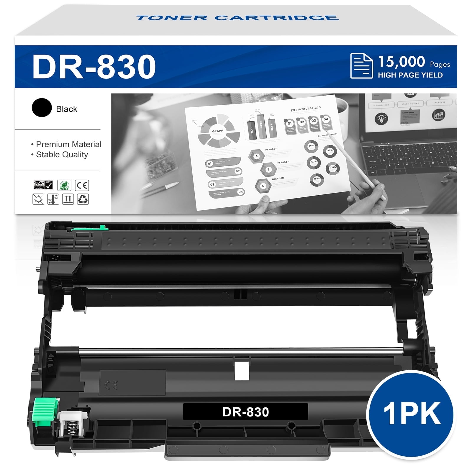 DR830 Brother Drum Replacement for Brother DR-830 Drum Unit Black for ...