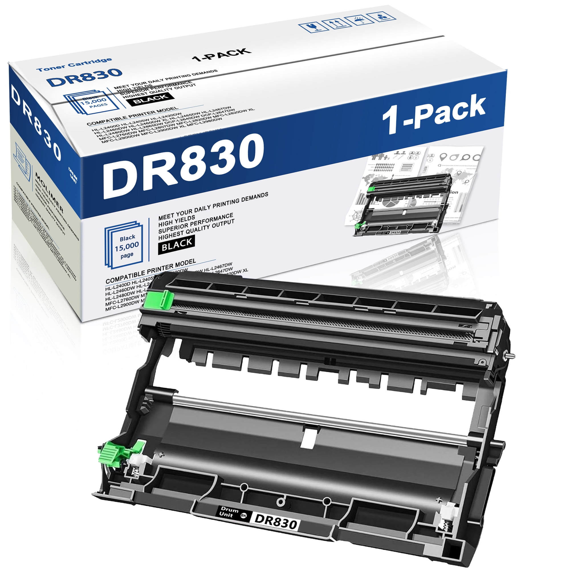 DR830 Drum Unit 1 Pack Black Compatible for Brother DR 830 DR-830 TN830 ...