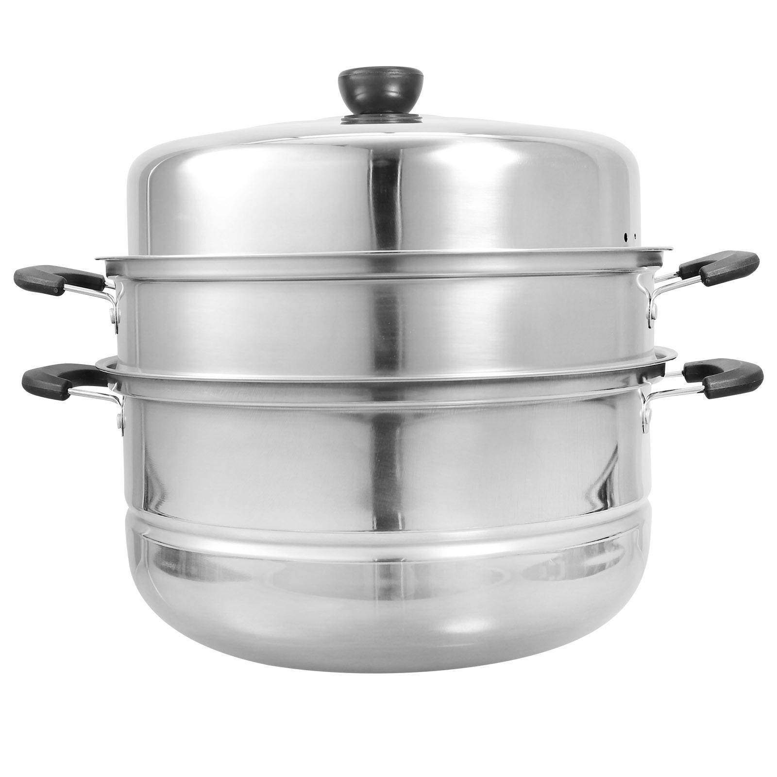 DRAFIDEEP 1 Set Steam Pot for Cooking Silver Stainless Steel 3-Tier ...