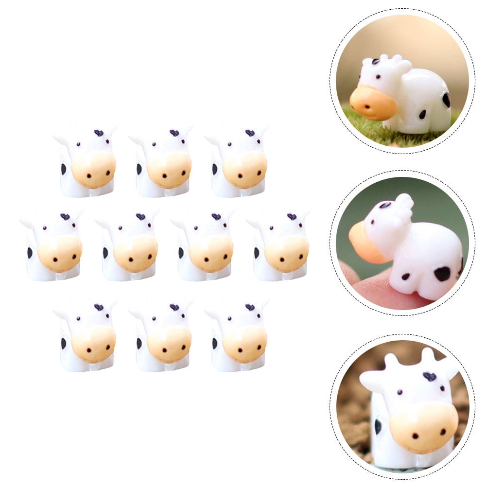 DRAFIDEEP 10Pcs Resin Miniature Cow for Kids Family Friends Decoration ...