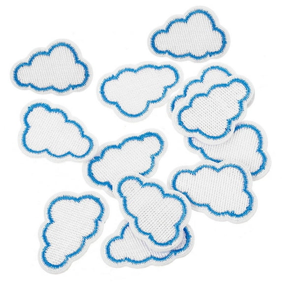 DRAFIDEEP 12Pcs Embroidered Cloth Stickers Blue Iron-on Cute Cloud ...