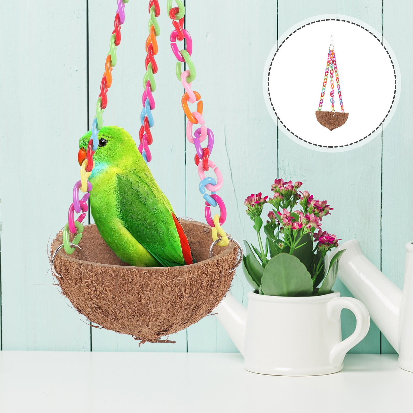 DRAFIDEEP 1Pack Natural Coconut Shell Bird Cage for Parrots and ...