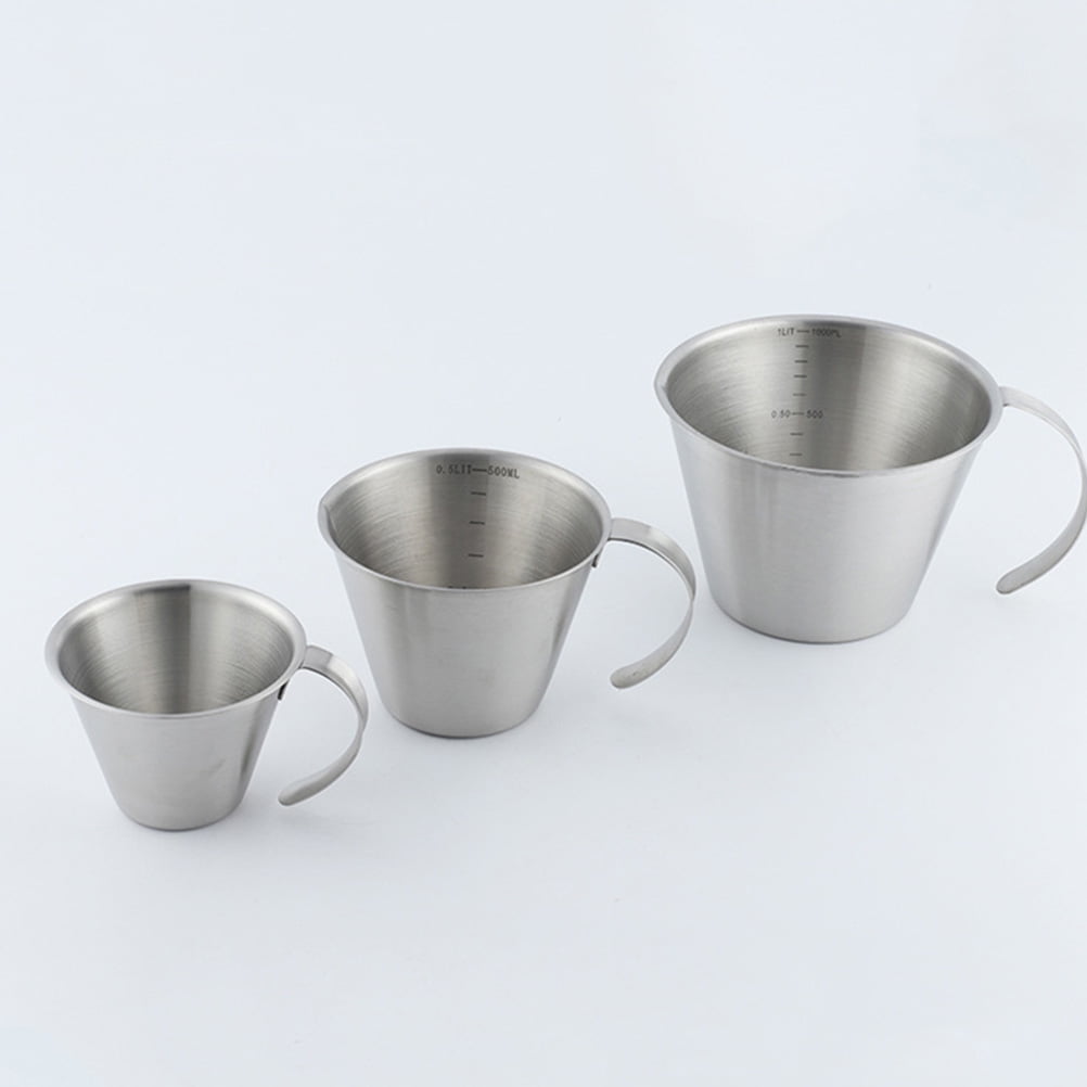 DRAFIDEEP Liquid Measuring Cup Stainless Steel Measuring Cup Silver ...