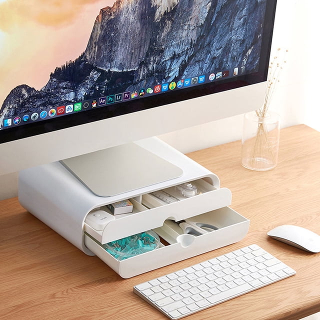 DRAFIDEEP 1Pcs White Plastic Monitor Shelf for Home Office with Safety ...