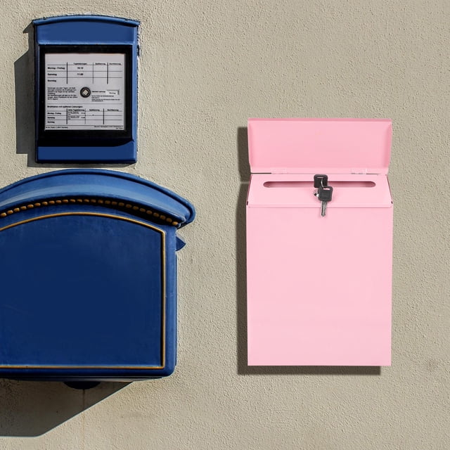 DRAFIDEEP 1Set Pink Rectangular Letter Box Mailbox with a Lock for Home ...