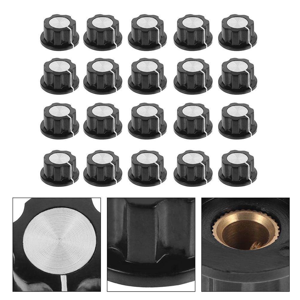 DRAFIDEEP 20Pcs Potentiometer Control Knob Silver for Electric Guitar ...