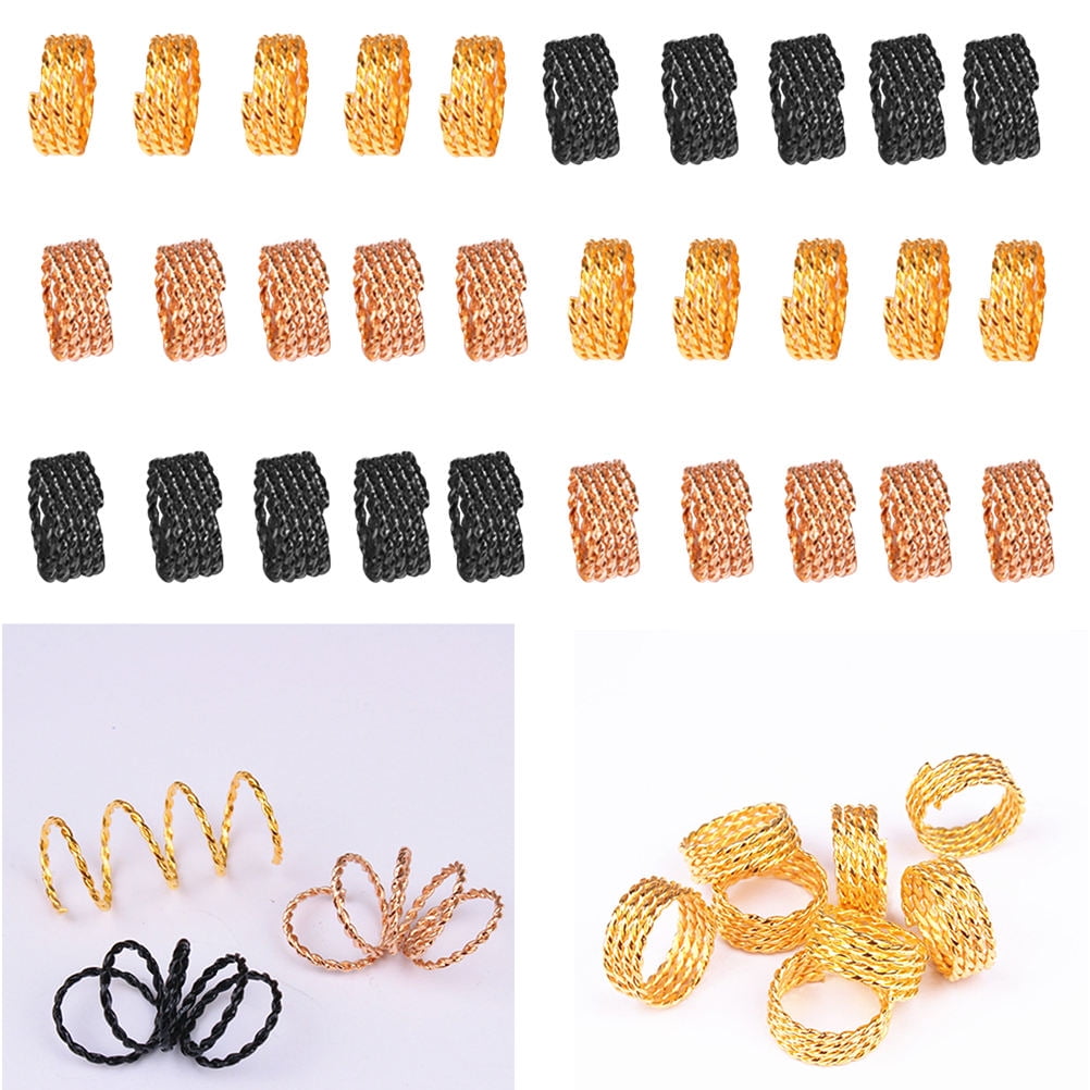 DRAFIDEEP 30Pcs Golden Iron Hair Extension Ring for Braiding Hair Rings ...