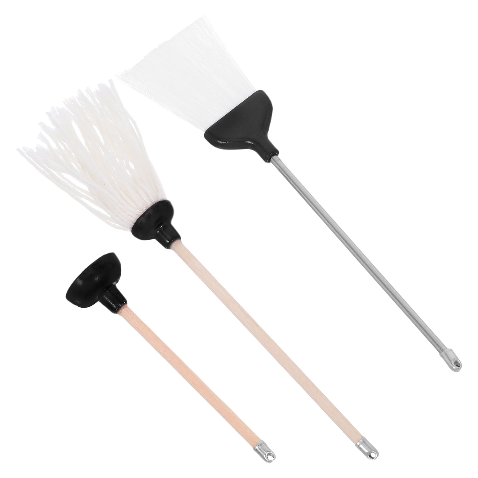 OUNONA Realistic Black Dollhouse Mop and Broom Set Miniature Cleaning ...