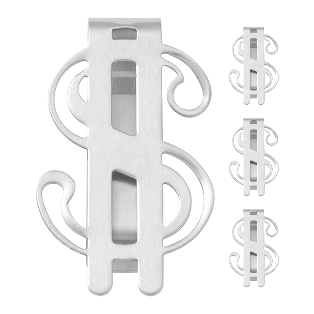 DRAFIDEEP 4Pcs Sturdy Stainless Steel Money Clips Portable Cash Clip ...