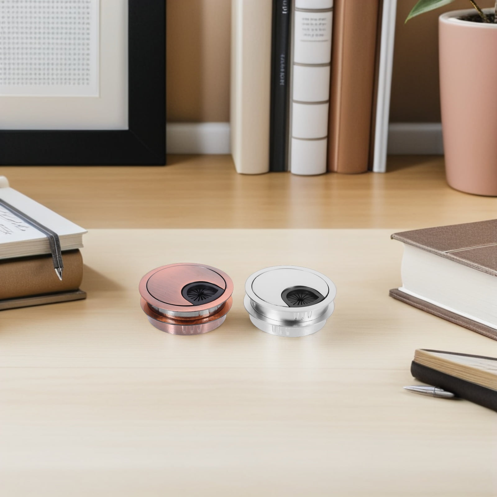 OUNONA Desk Cable Grommet Durable Zinc Alloy Wire Pass Through Cover ...