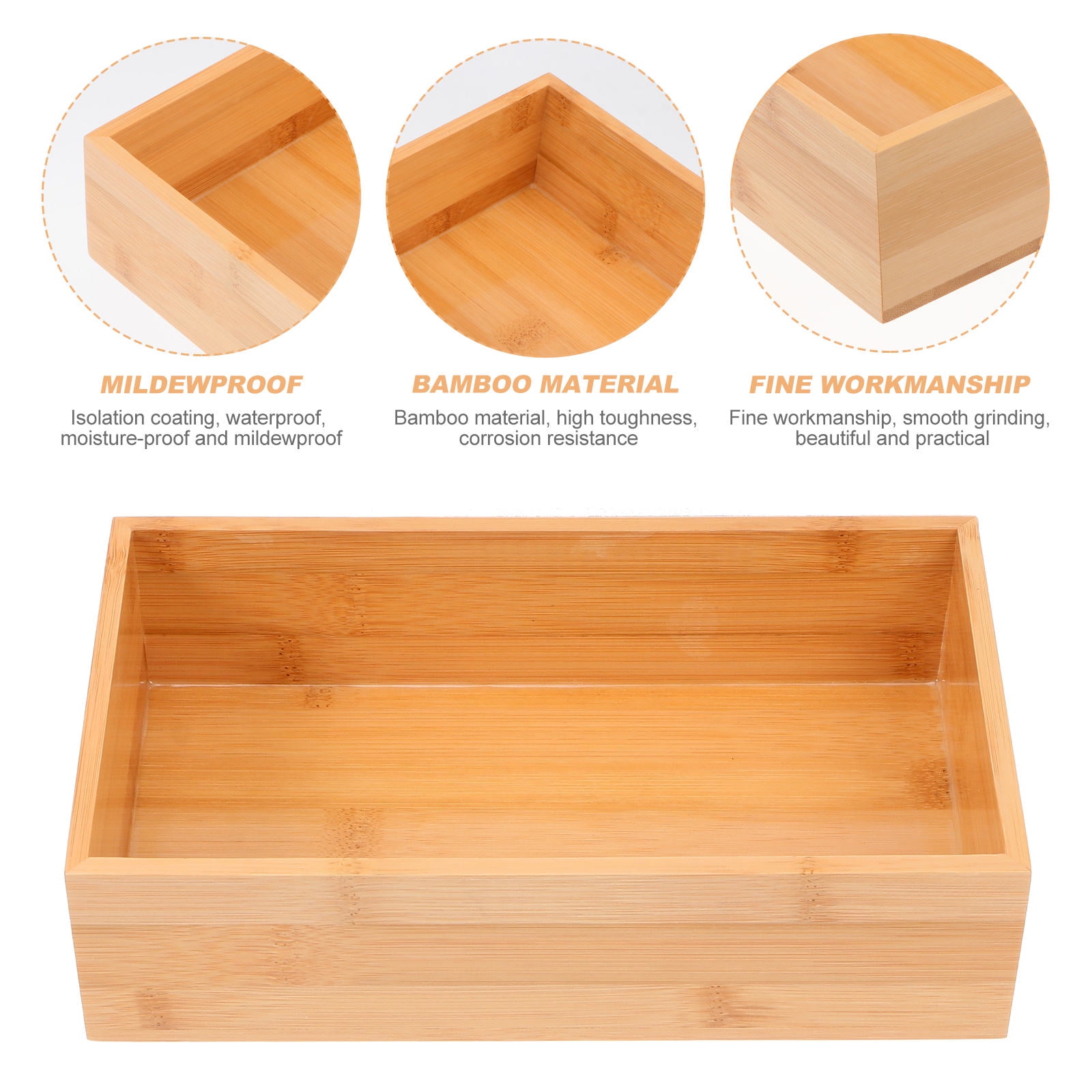 DRAFIDEEP Bamboo Drawer Organizers Natural Solid Wood Craft 11.8X5.5X2 ...