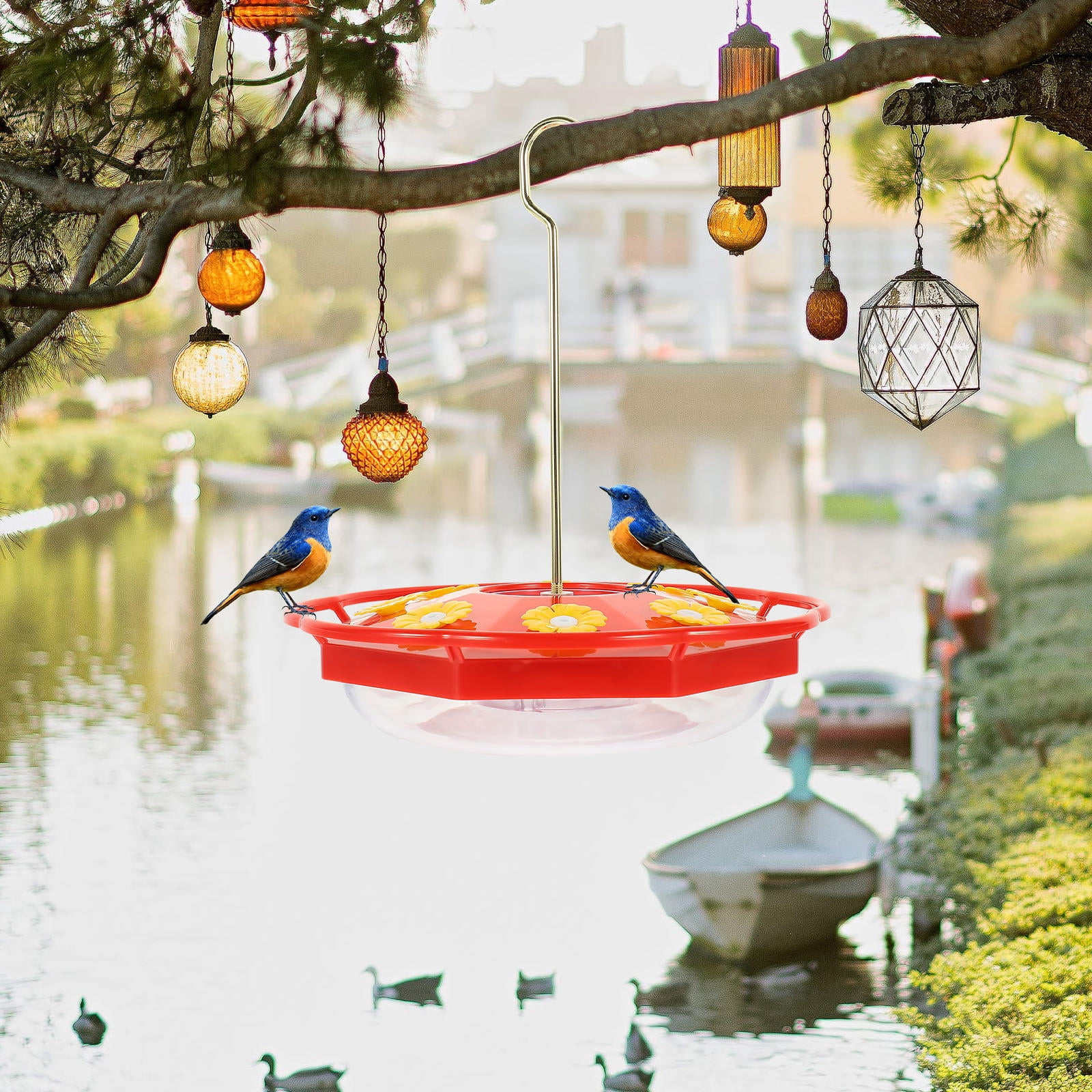 DRAFIDEEP Bird Feeder Water 1Pack Red Plastic Hummingbird Water Drinker ...