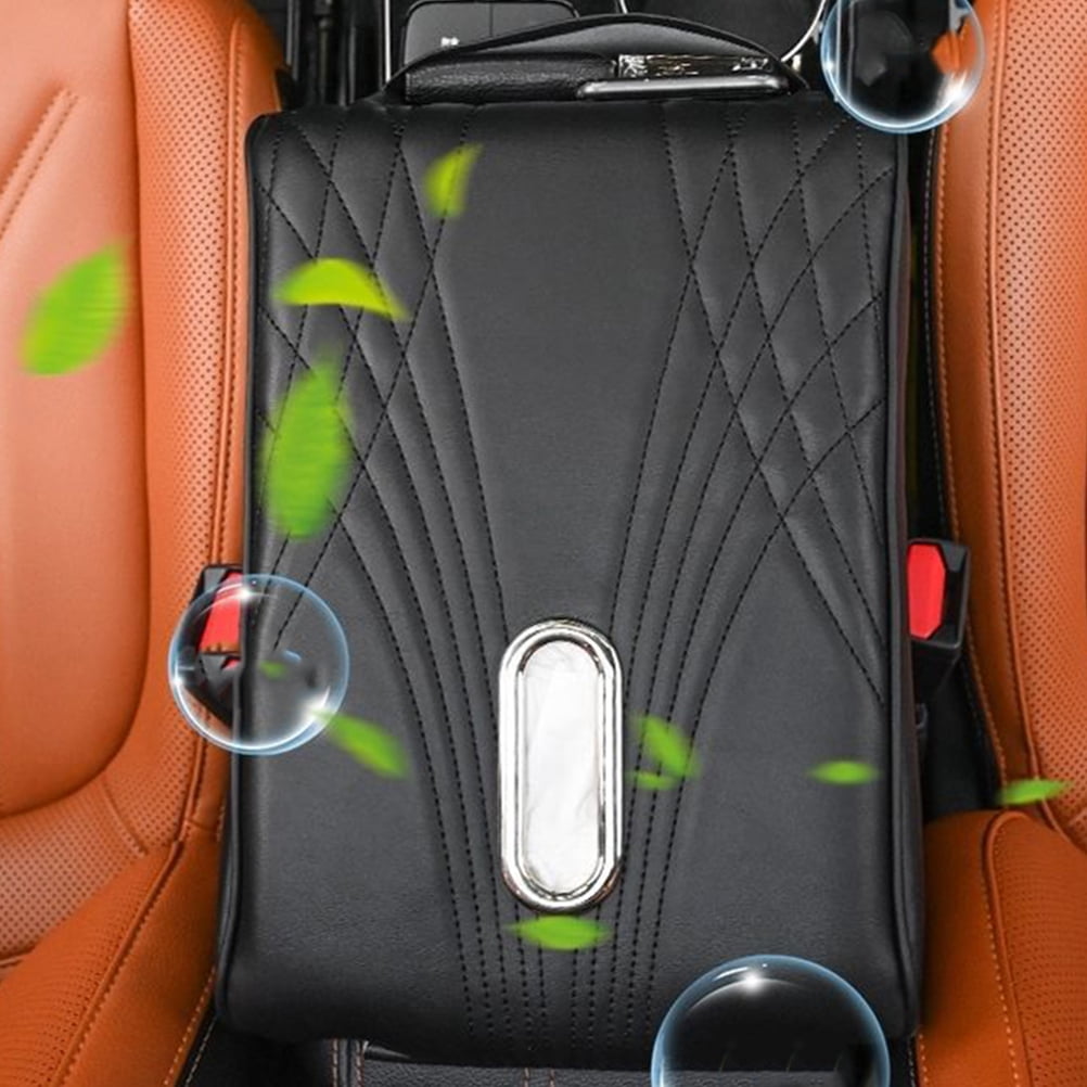 DRAFIDEEP Black Car Arm Rest Cushion with Storage Bag and Tissue Box ...