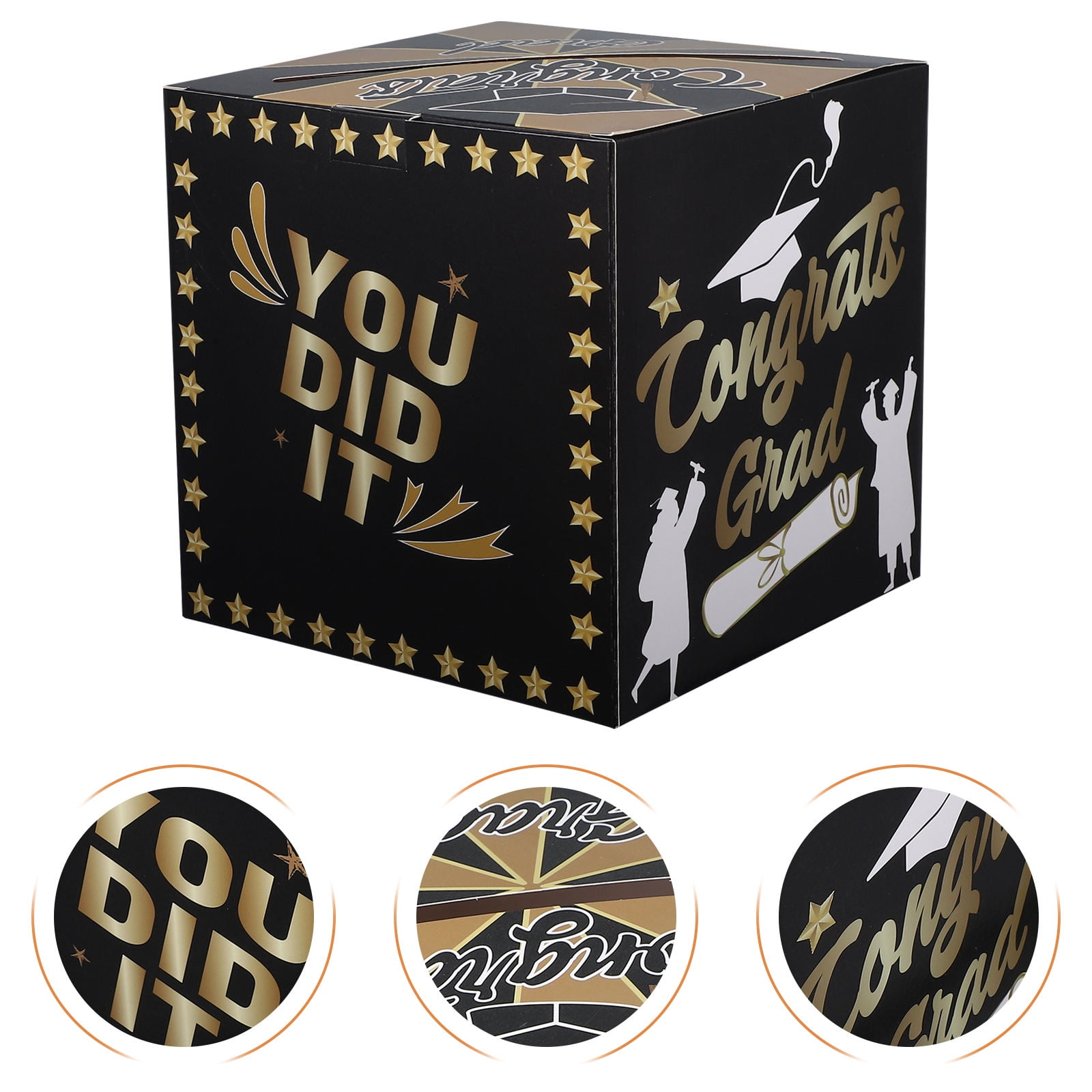 DRAFIDEEP Black Graduation Decor Card Drop Box for Wishes and Messages ...
