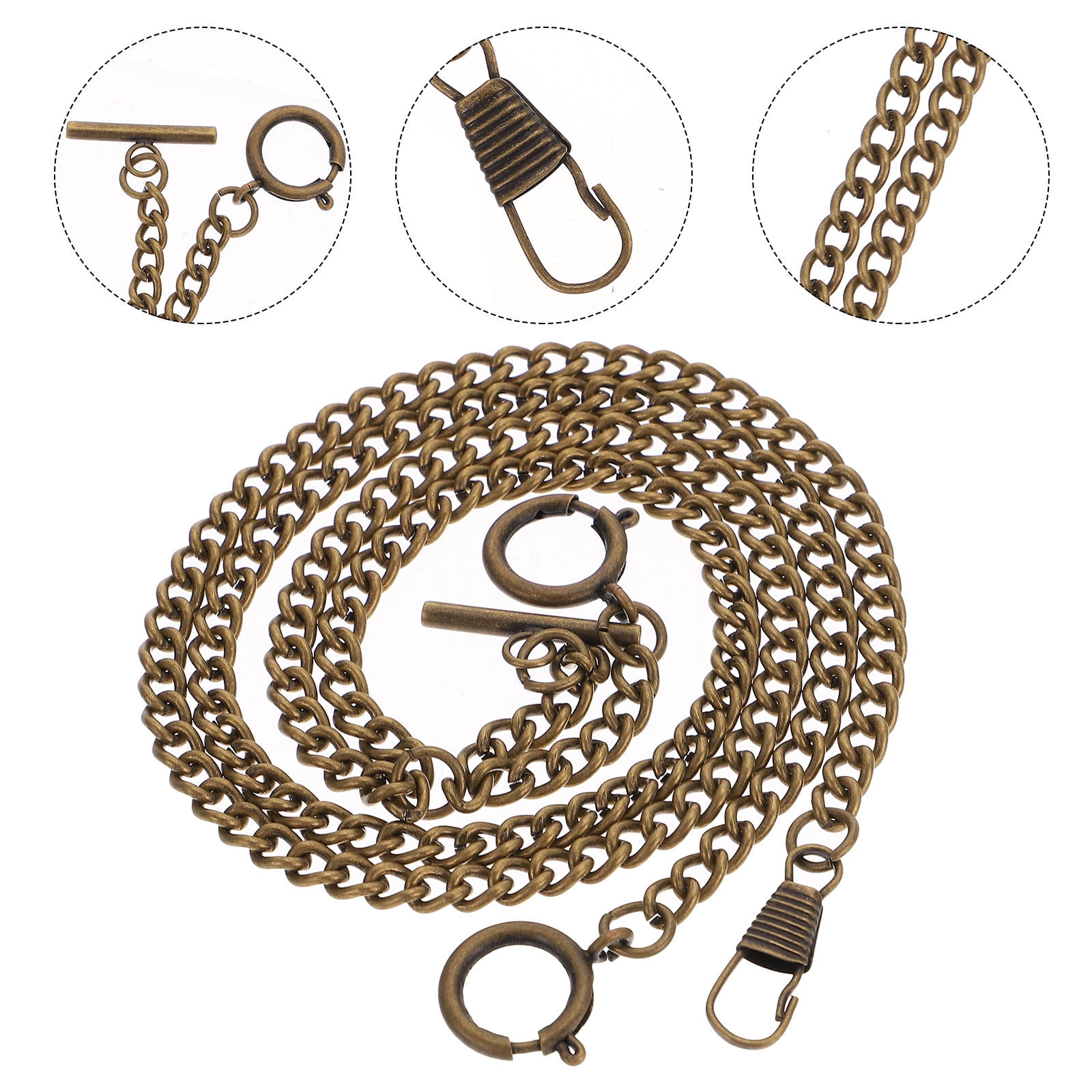 DRAFIDEEP Chain Wallet Metal Pendant Pocket Watch Light Brown 1Set ...