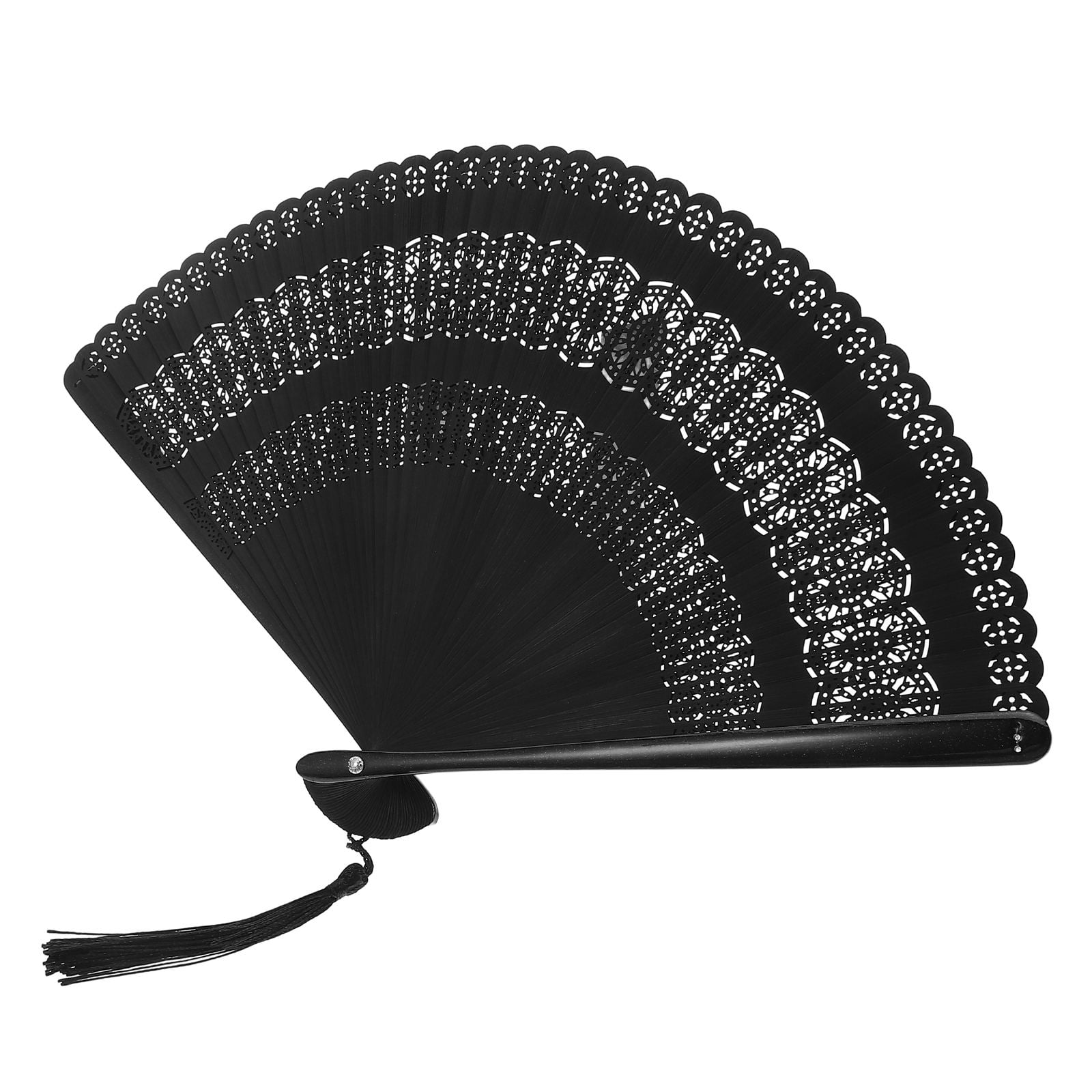 DRAFIDEEP Folding Hand Fan Black 1Pack for Performers Cultural Event ...