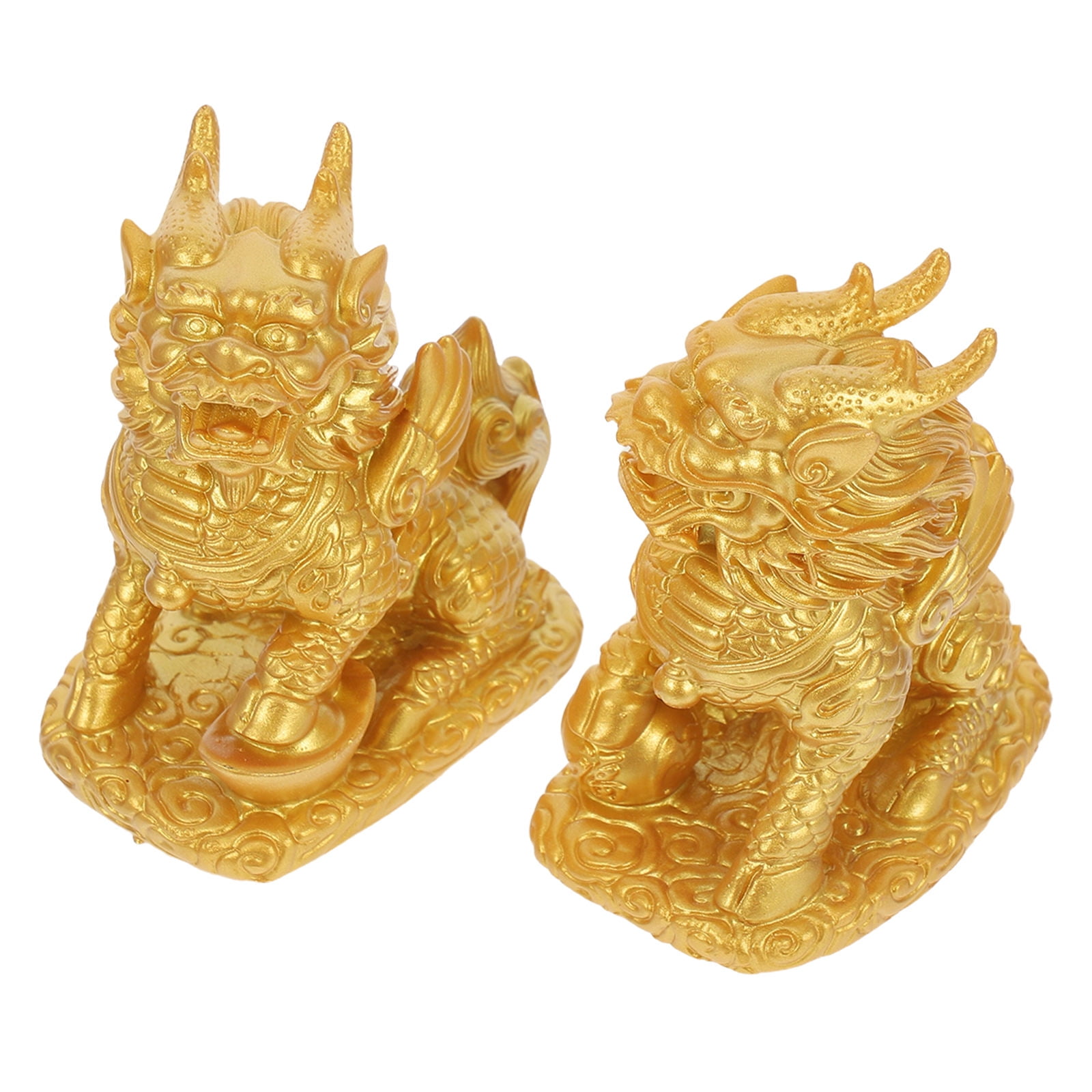 DRAFIDEEP Golden Chi Lin Sculpture Resin Wealth Symbol for Interior ...
