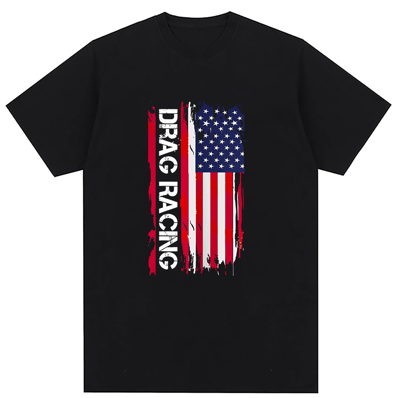 DRAG RACING USA Flag Men Short Sleeve T-Shirt Black Casual Tee ...